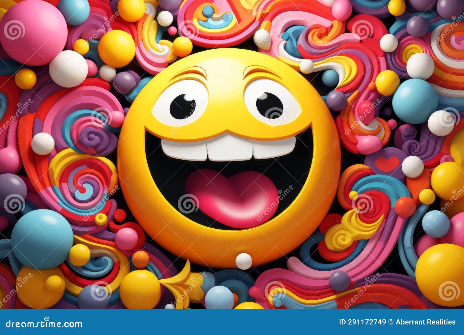 A Colorful Smiley Face Surrounded by Colorful Swirls Stock Illustration ...