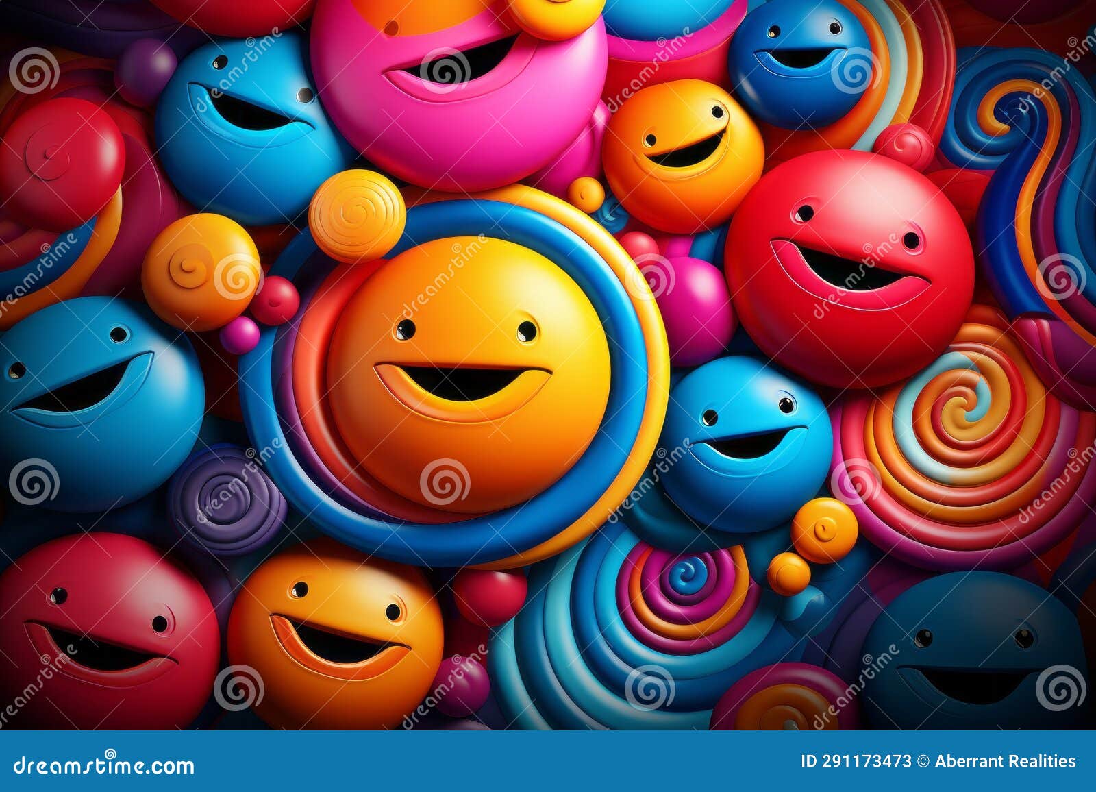 Colorful Smiley Faces on a Black Background Stock Illustration ...