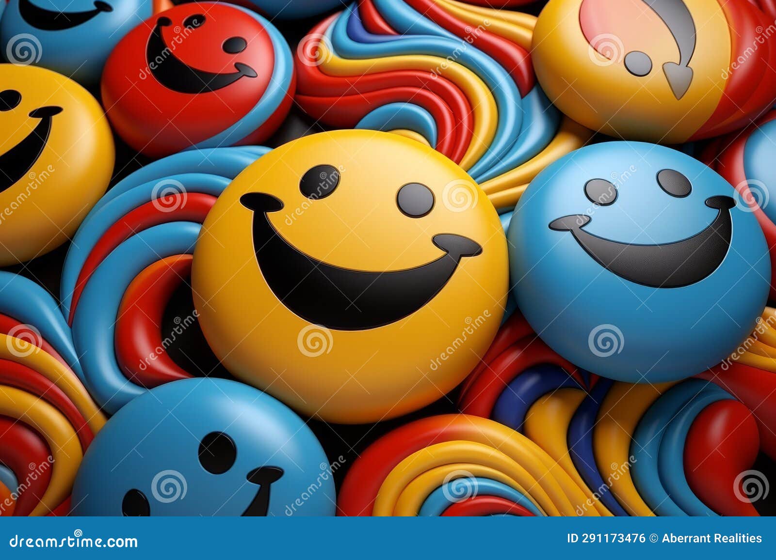 Colorful Smiley Faces on a Black Background Stock Illustration ...