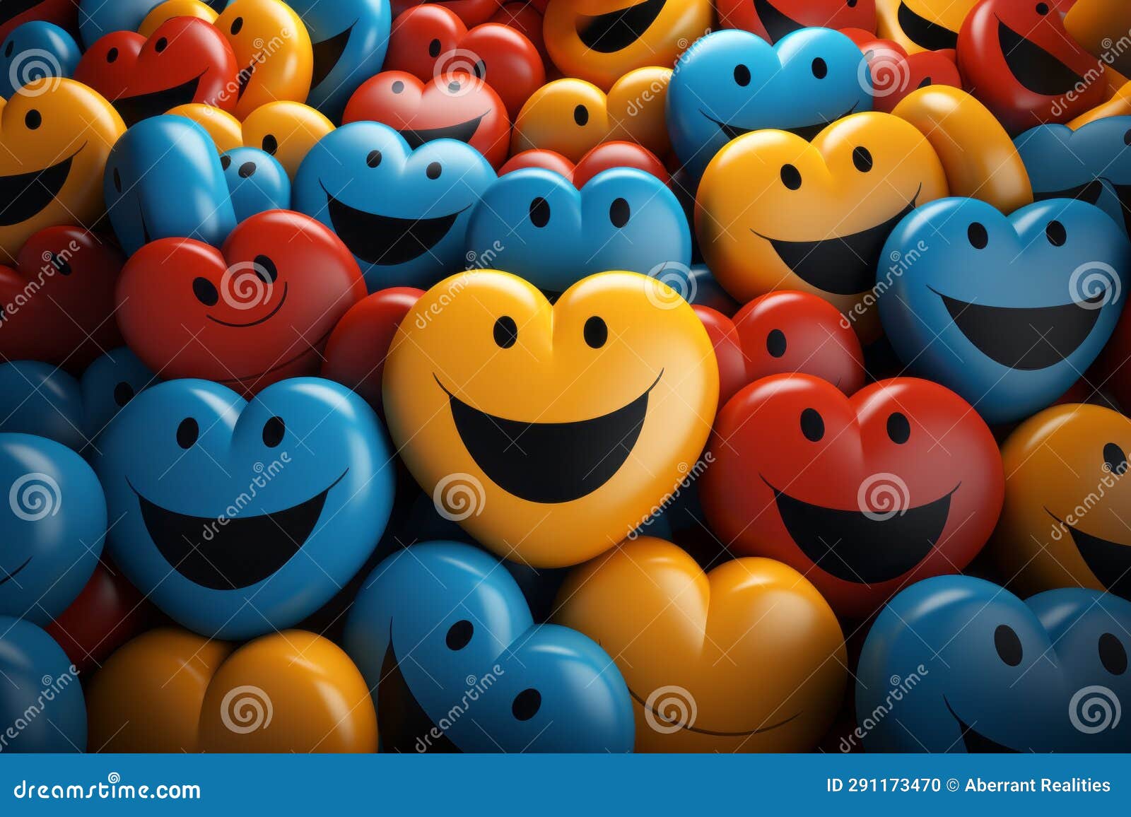 Colorful Smiley Faces in the Shape of a Heart Stock Illustration ...