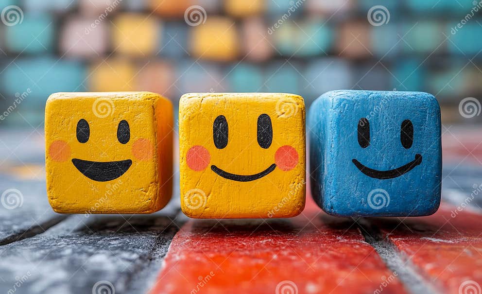 Colorful Smiling Blocks on a Vibrant Background Stock Photo - Image of ...
