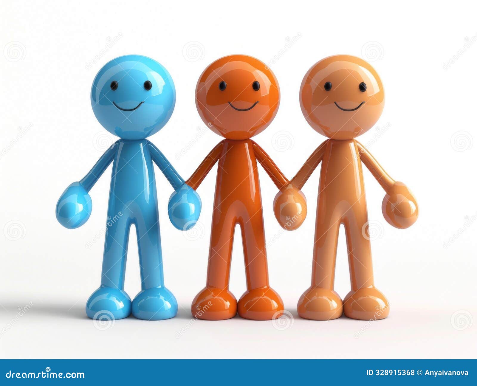 Colorful Smiling Stick Figures Holding Hands in Unity on White ...