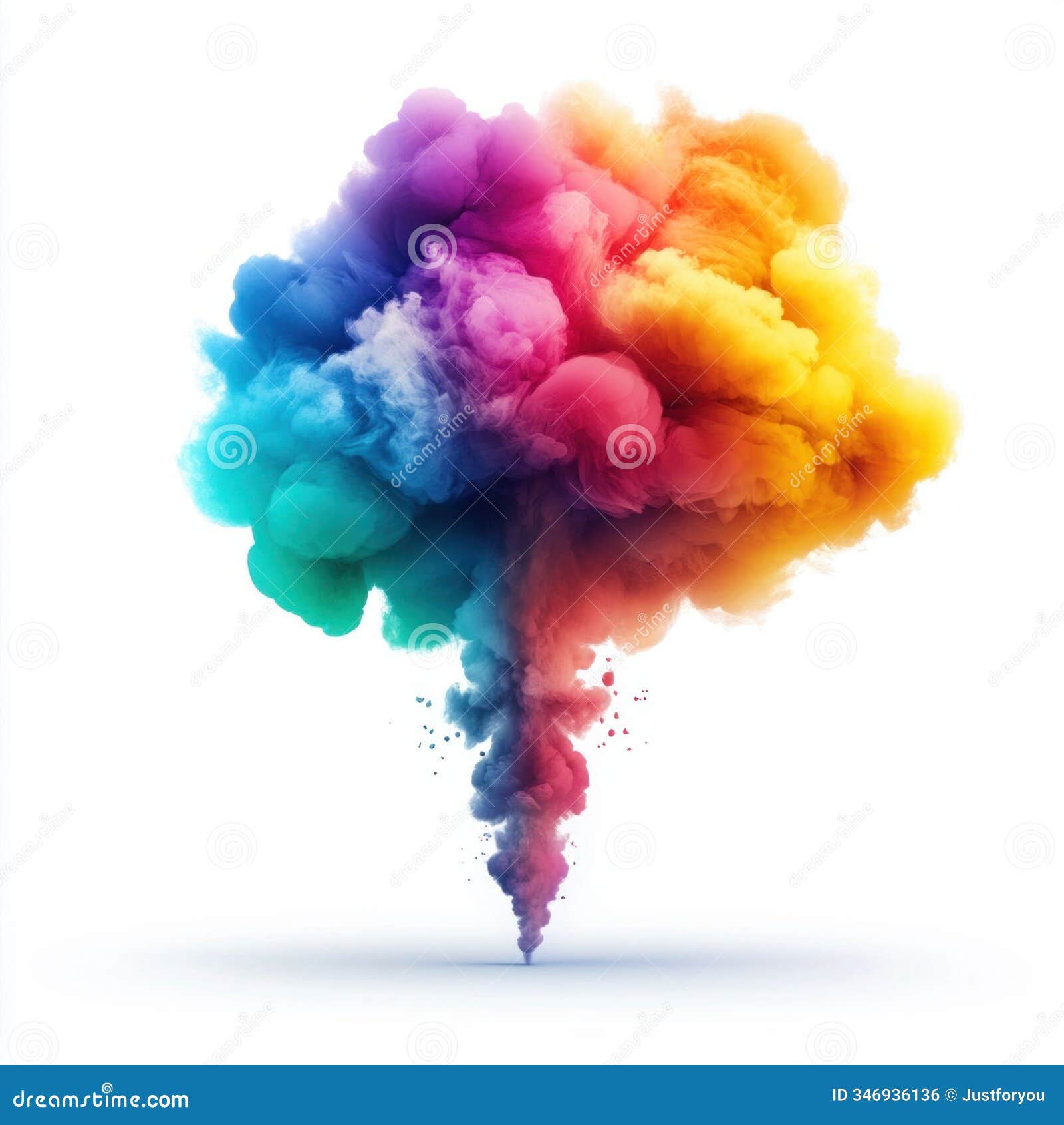 Colorful Smoke Cloud Explosion Isolated on White Stock Illustration ...