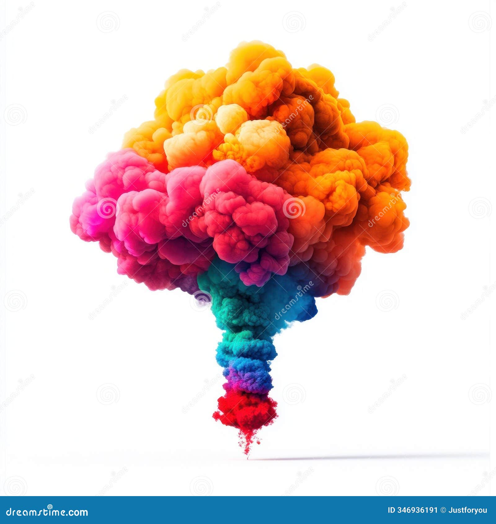 Colorful Smoke Cloud Explosion Isolated on White Stock Illustration ...