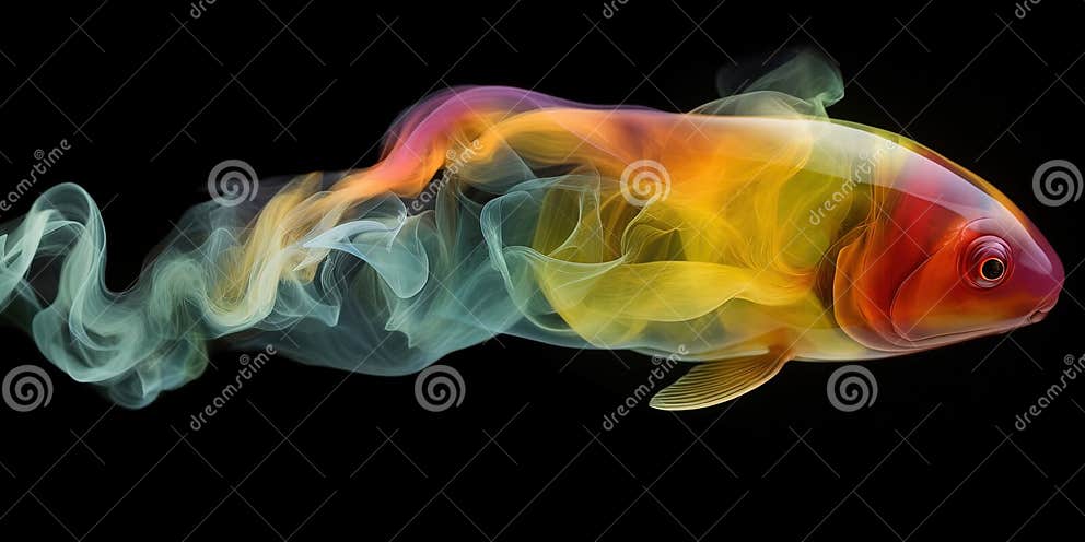 Colorful Smoke in Fish Shape on White Background Stock Illustration ...