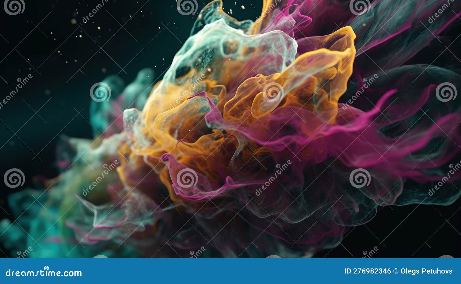Colorful Smoke is Floating in the Air on a Black Background Stock ...