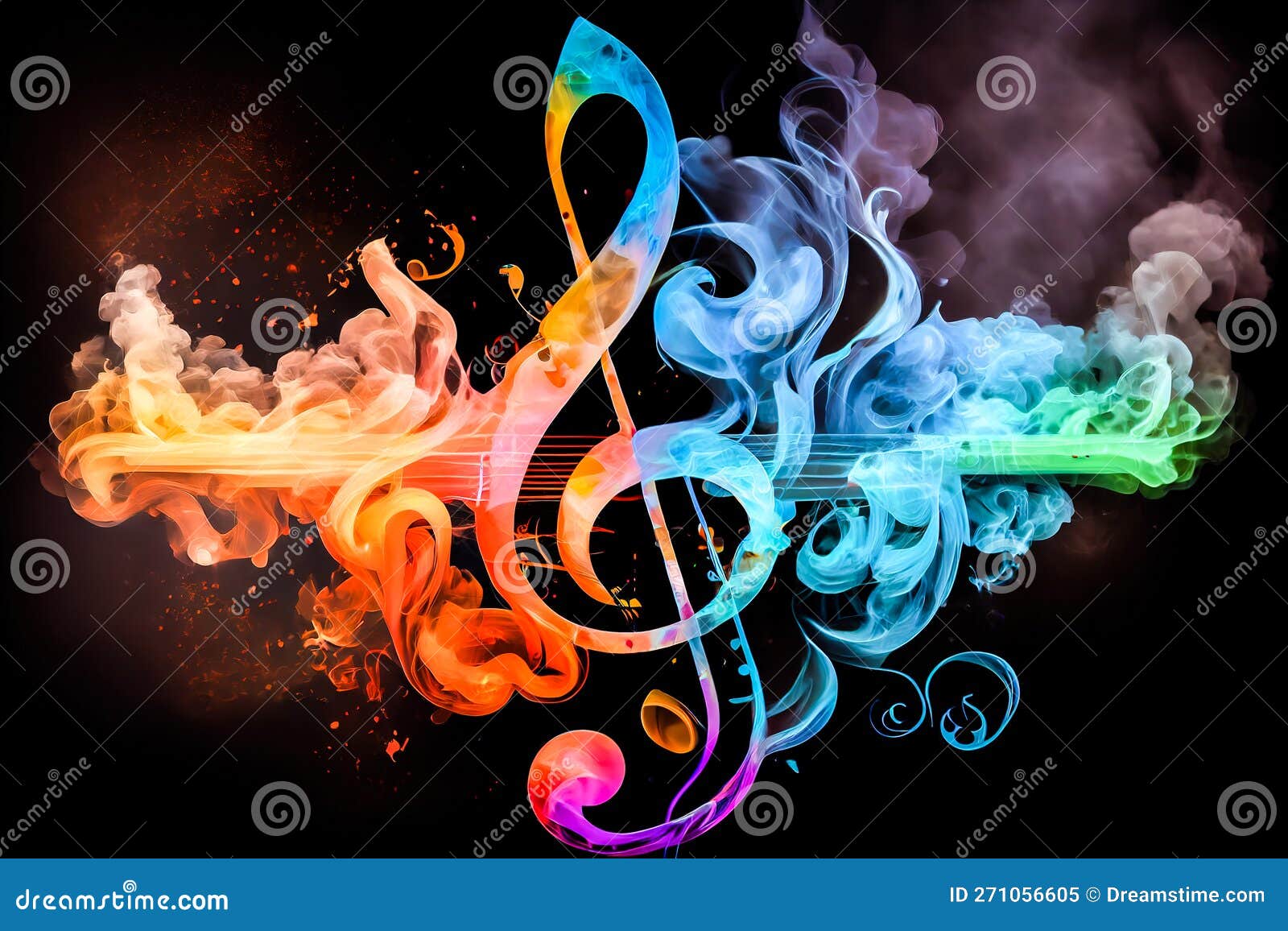 Colorful Smoke in the Form of Musical Notes. Generative AI, Generative ...