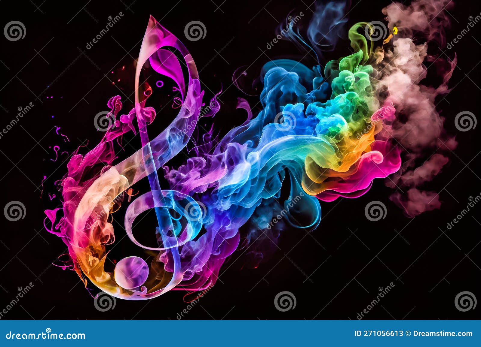 Colorful Smoke in the Form of Musical Notes. Generative AI, Generative ...
