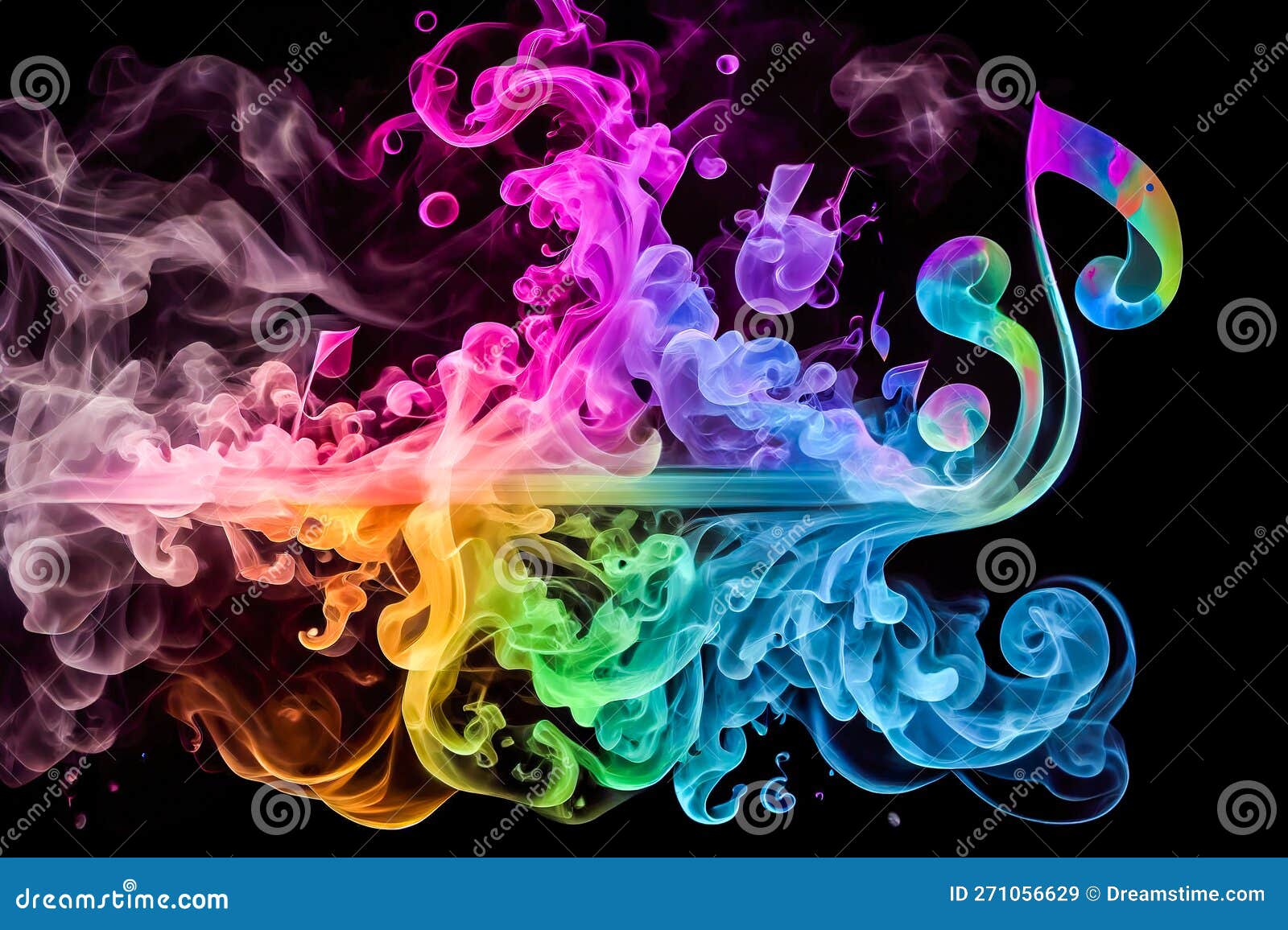 Colorful Smoke in the Form of Musical Notes. Generative AI, Generative ...