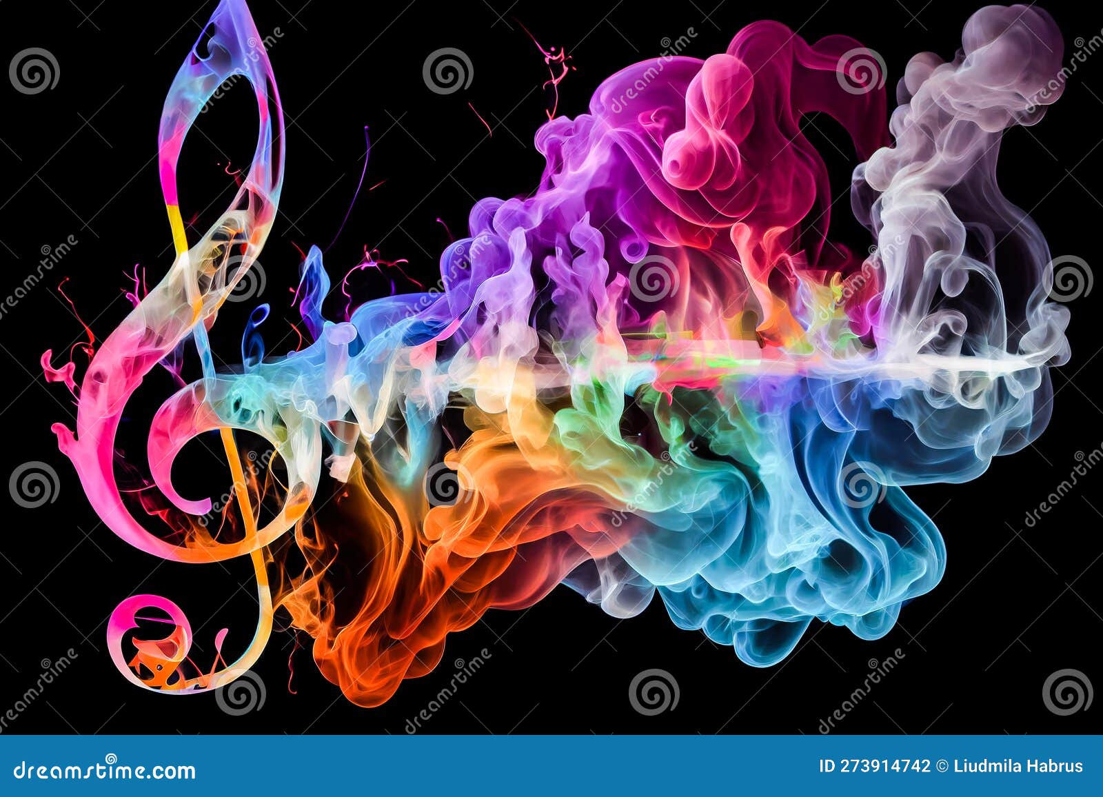 Colorful Smoke in the Form of Musical Notes. Generative AI, Generative ...