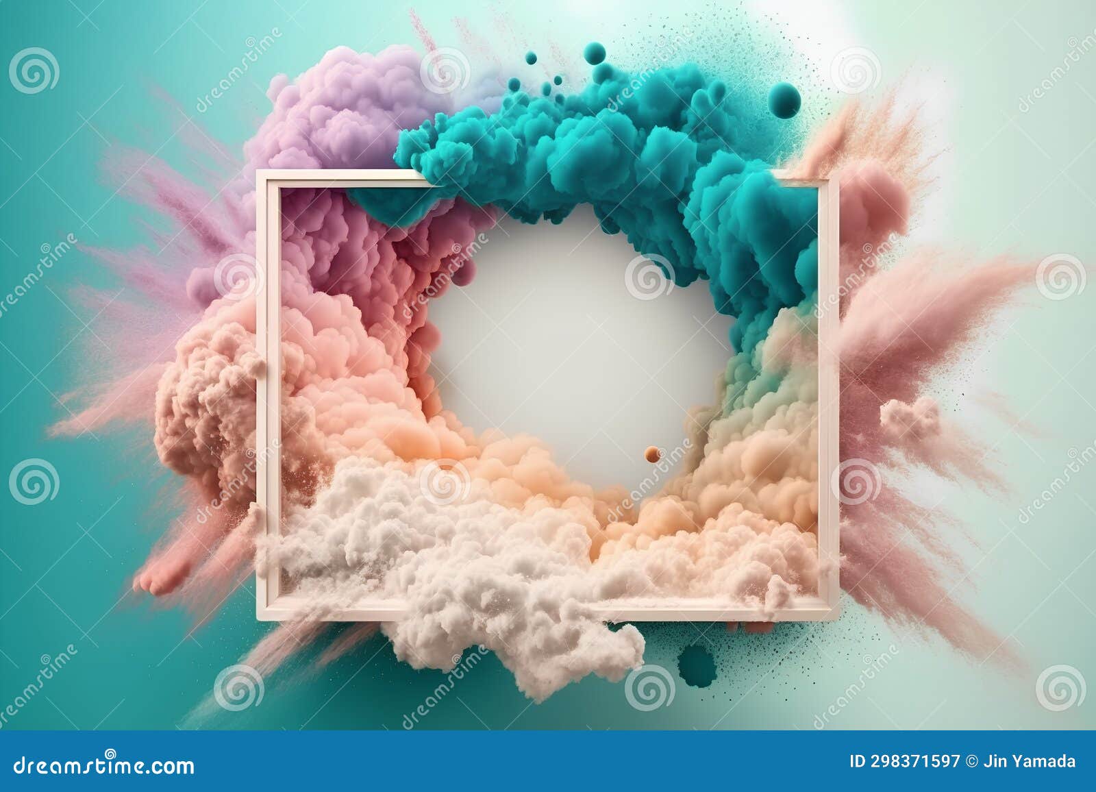 Colorful Smoke in a Frame on a Blue Background. 3d Rendering Stock ...