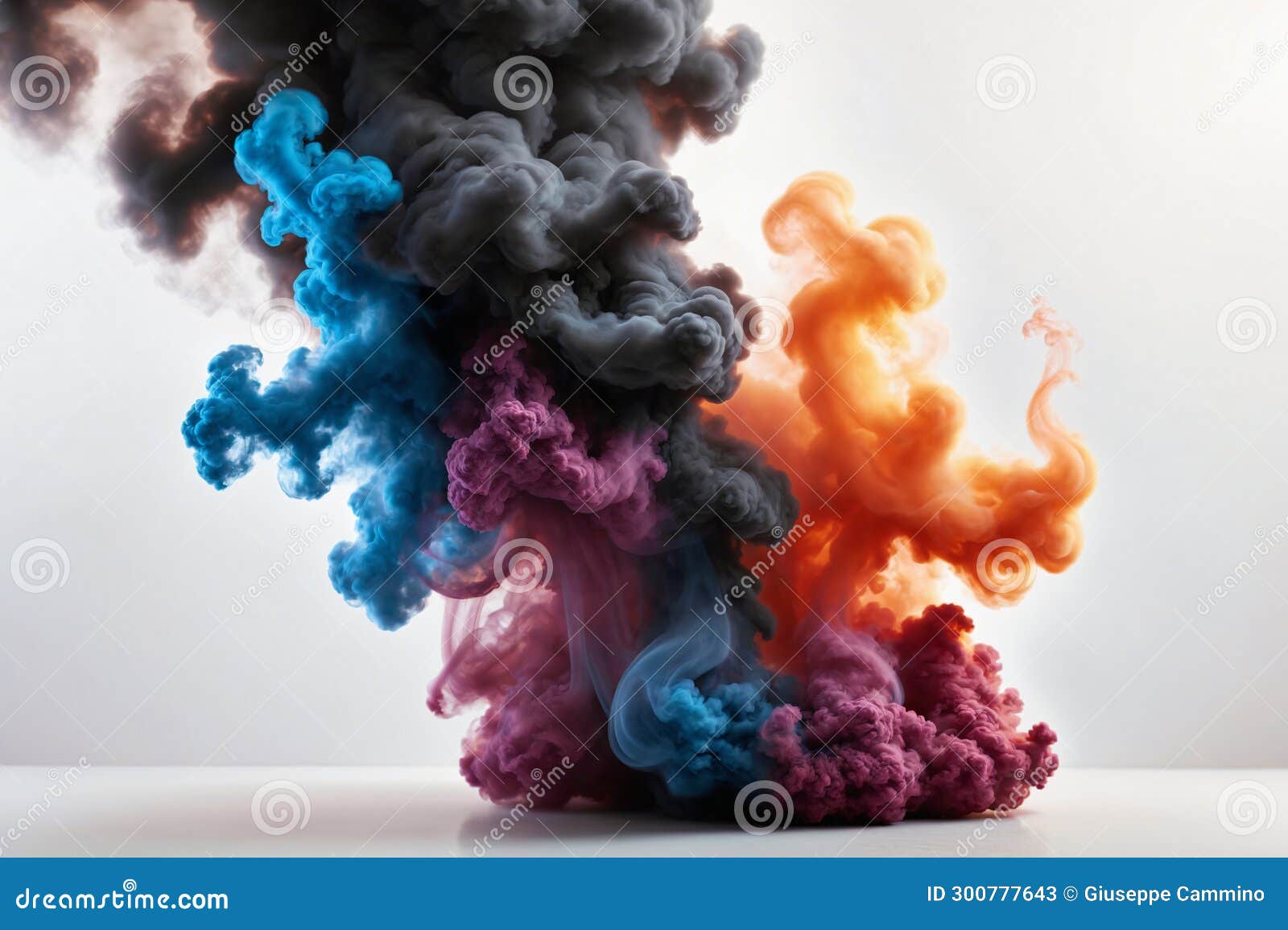 Colorful Smoke with Interesting Dramatic Backlighting on White ...