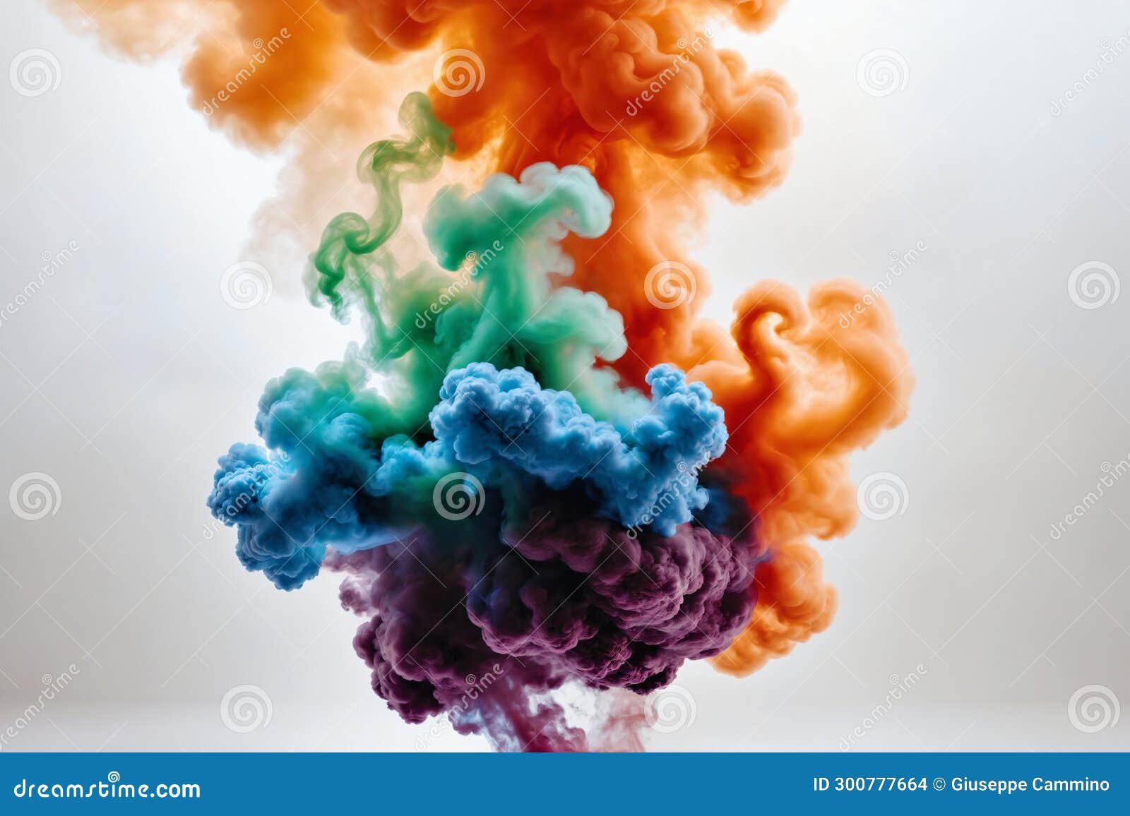 Colorful Smoke with Interesting Dramatic Backlighting on White ...