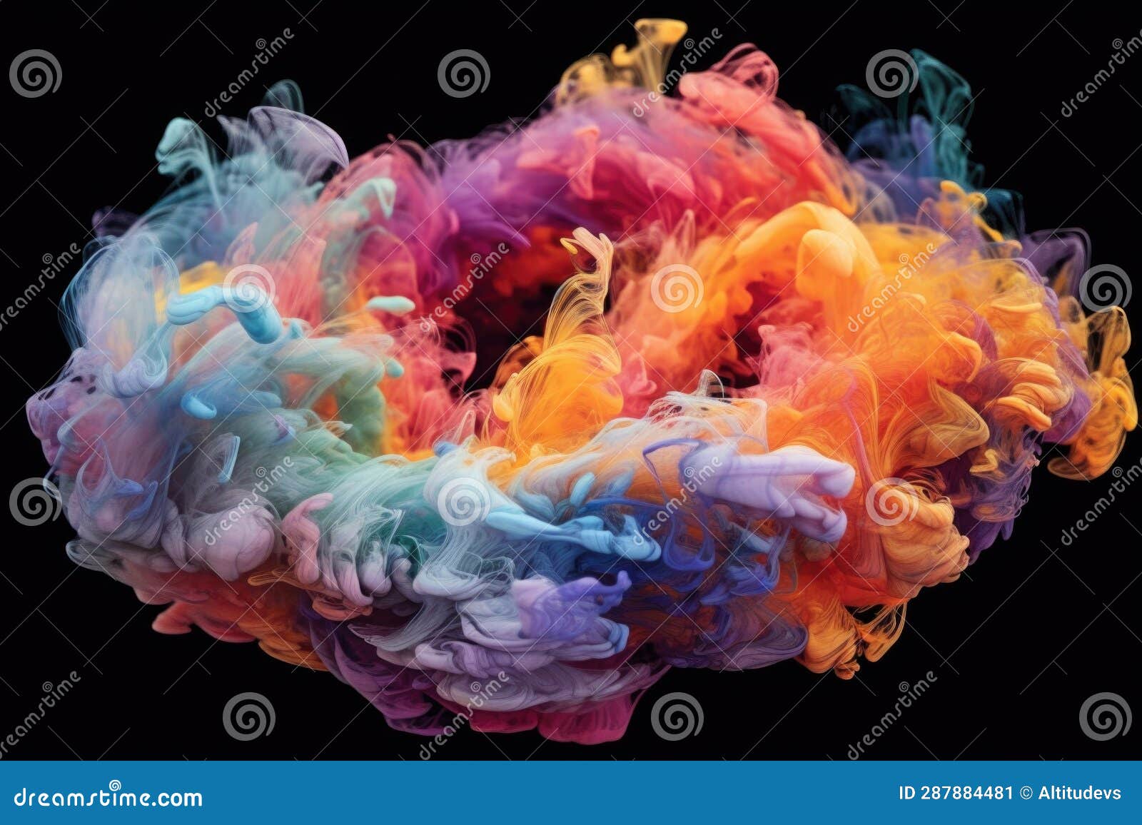 Colorful Smoke Rings Colliding Mid-air in Zero Gravity Stock Image ...