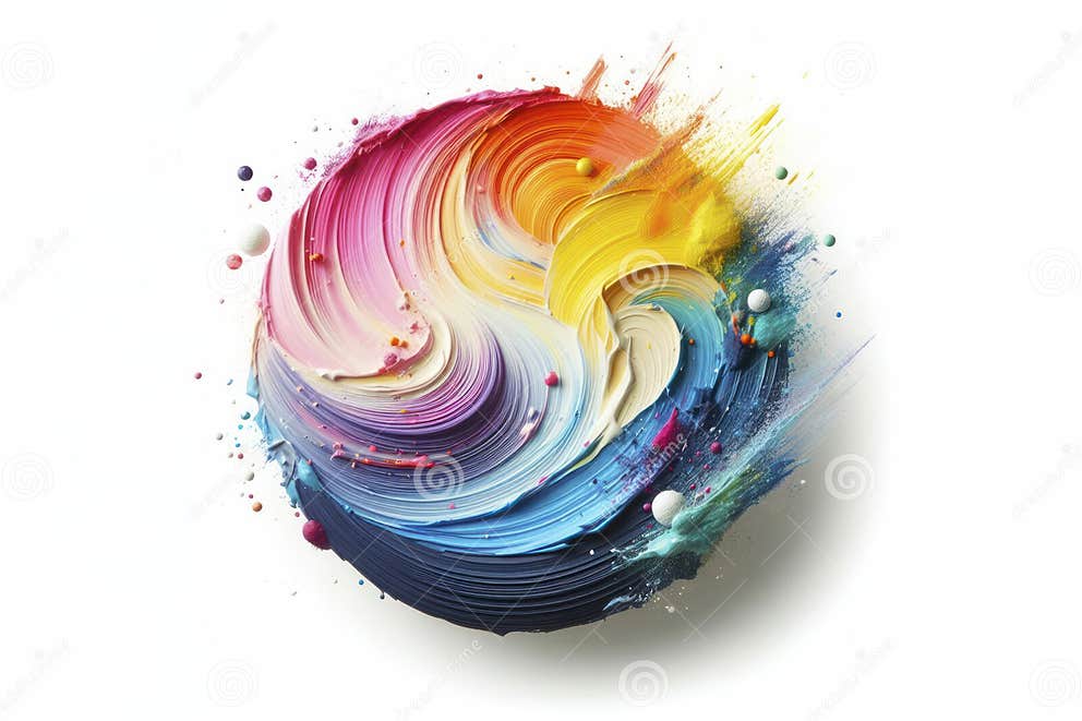Colorful Smudge Paint Isolated on Solid White Background. Ai Generative ...