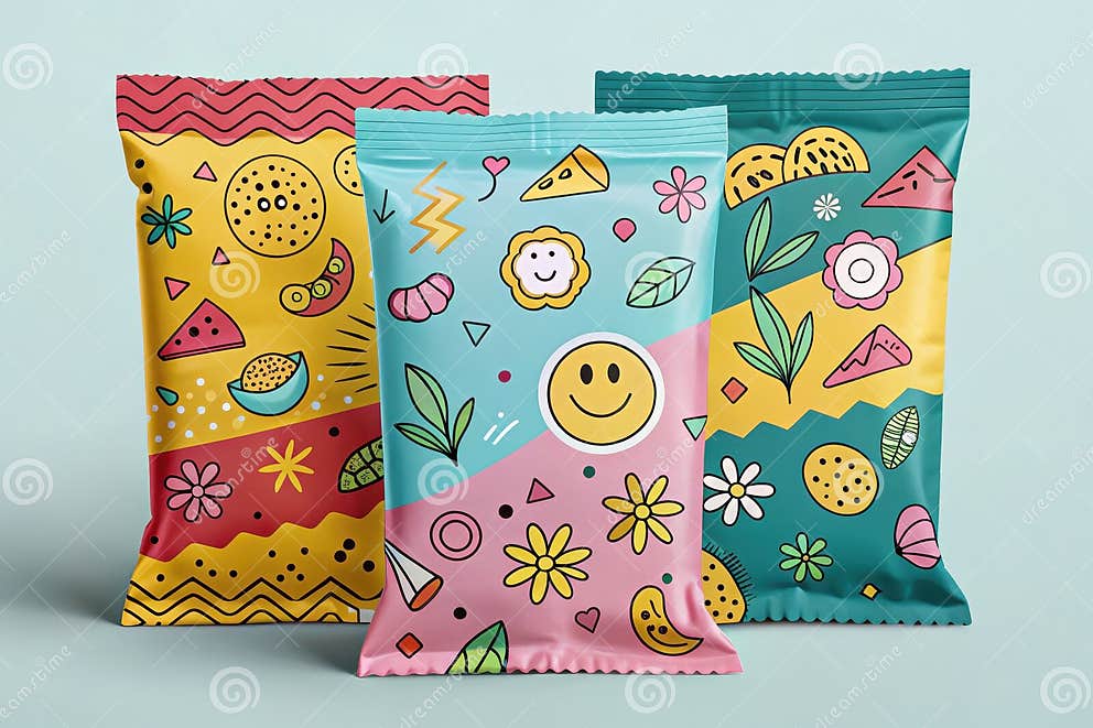 Colorful Snack Packaging with Playful Patterns and Modern Design ...