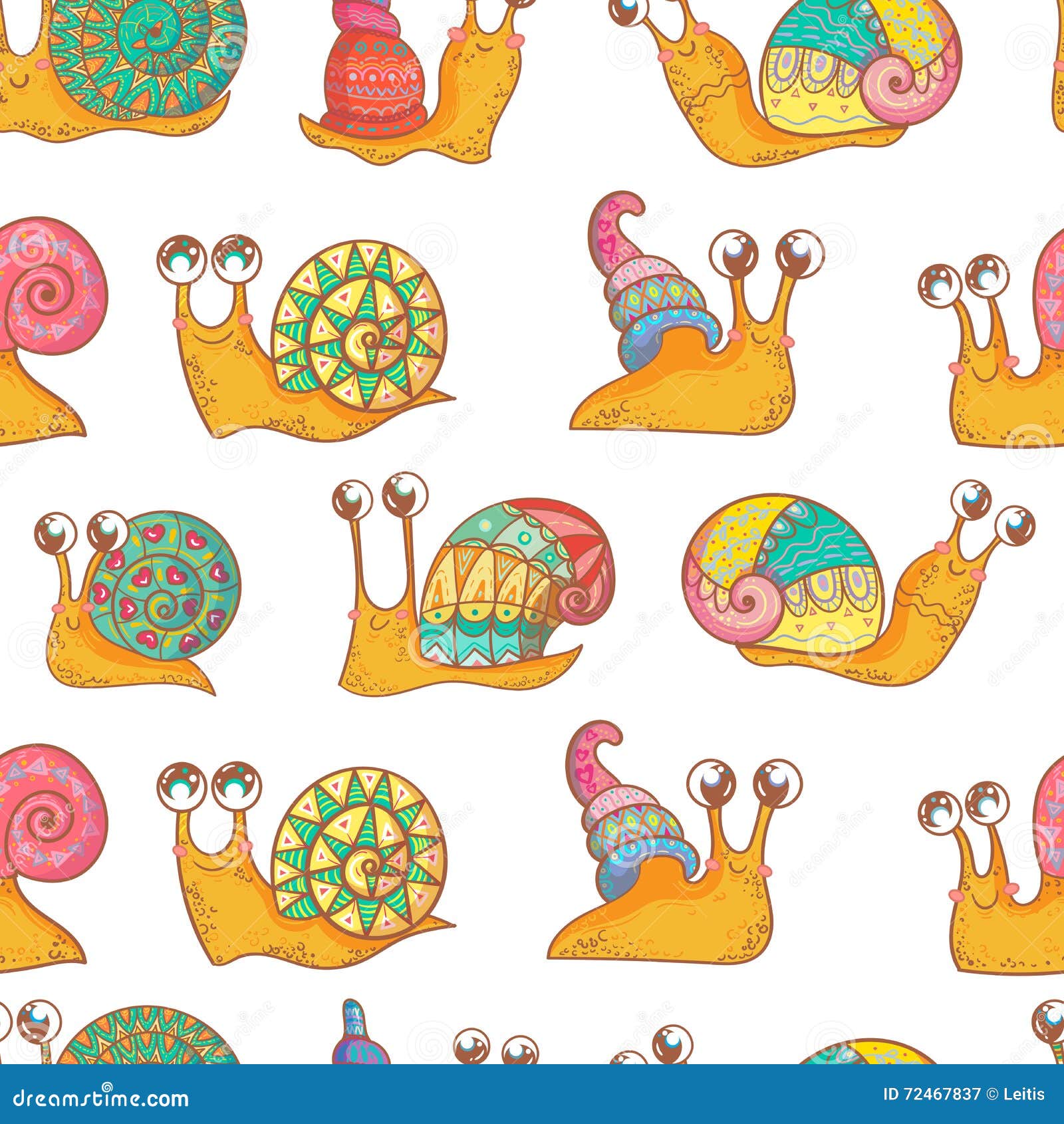 Colorful Snails in Cartoon Style Stock Vector - Illustration of ...