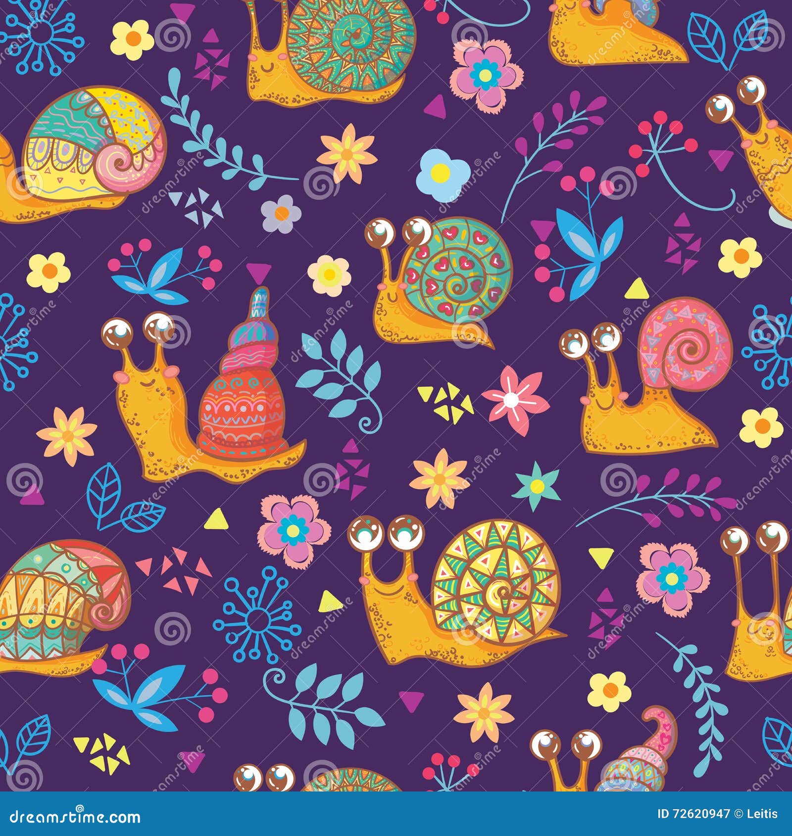 Colorful Snails in Cartoon Style Stock Vector - Illustration of funny ...