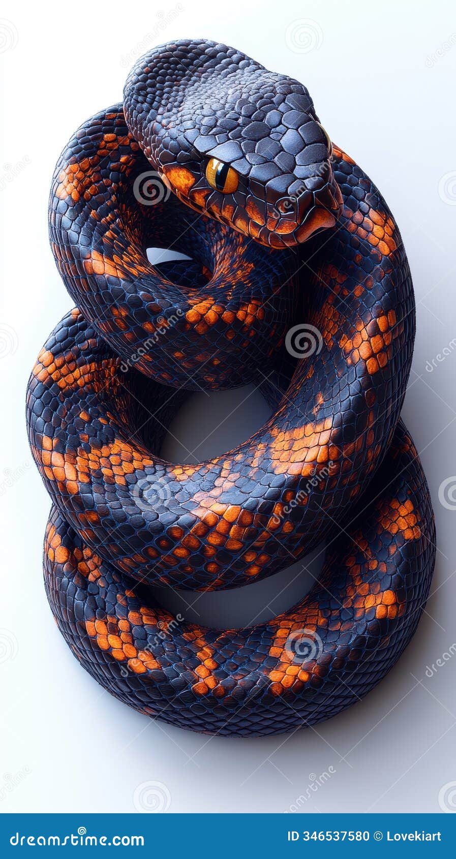 Colorful Snake Coiled Elegantly with Vibrant Patterns on a Smooth ...