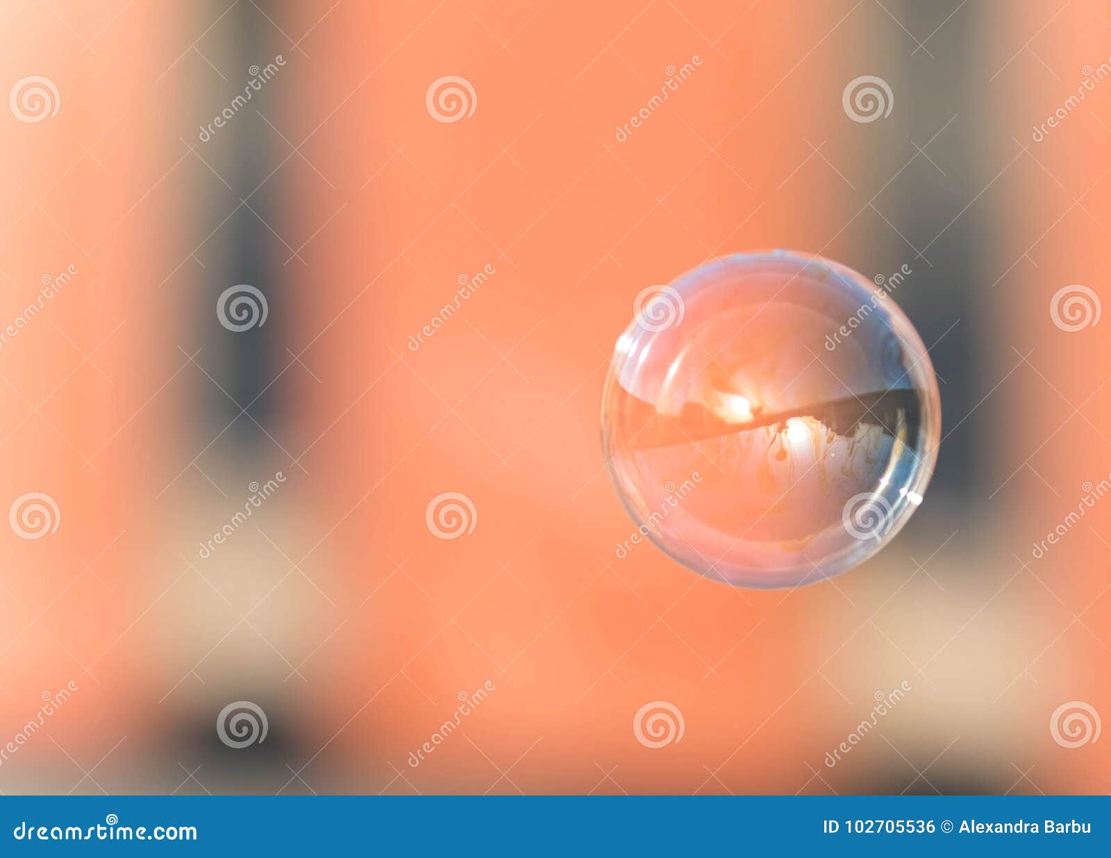 Soap Bubble with Sunset Reflection Stock Photo - Image of wood ...