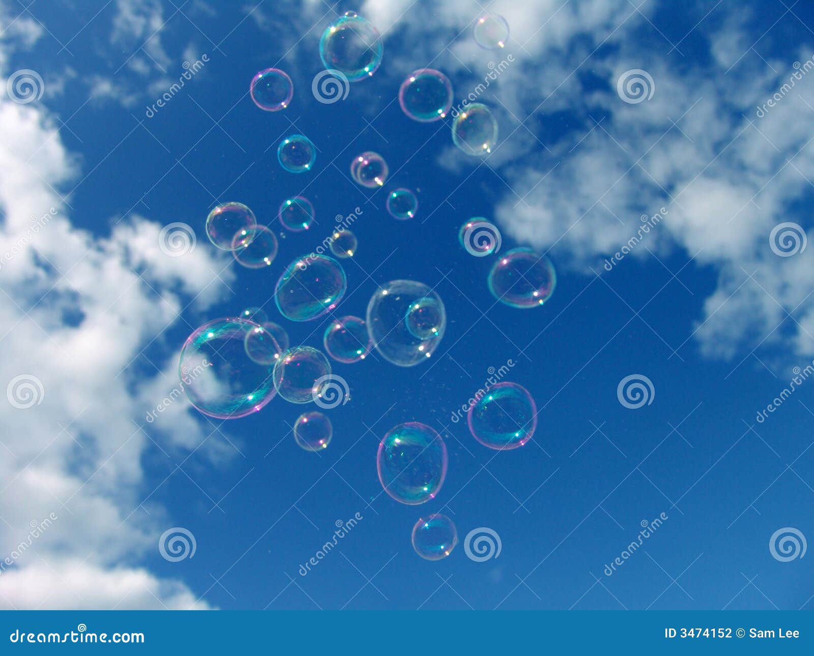 Colorful Soap Bubbles Blue Sky Stock Photo - Image of water, colorful ...