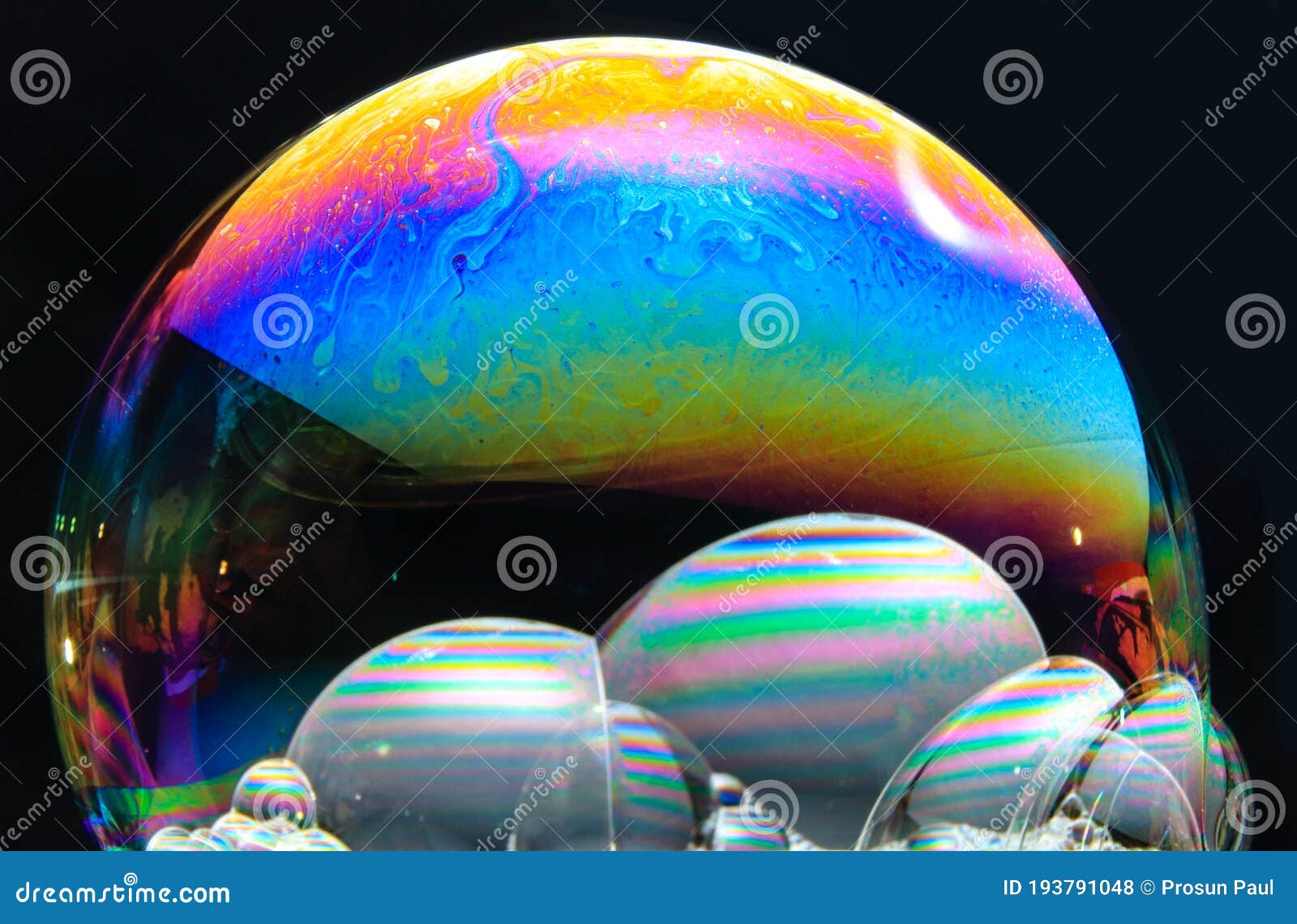 Colorful Soap Bubbles Photos with Few Small One Stock Photo - Image of ...