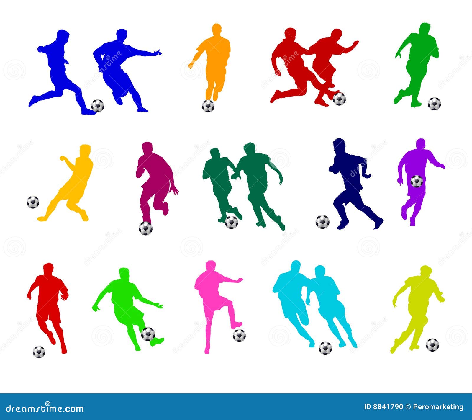 Colorful Soccer Players stock illustration. Illustration of orange ...