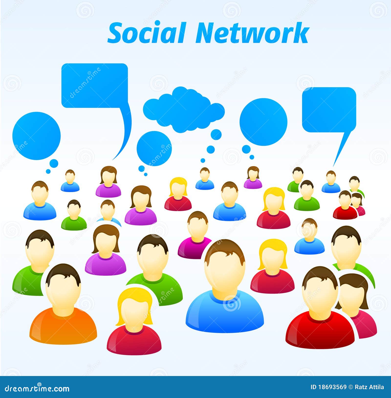 Colorful Social Network People with Speech Bubbles Stock Vector ...
