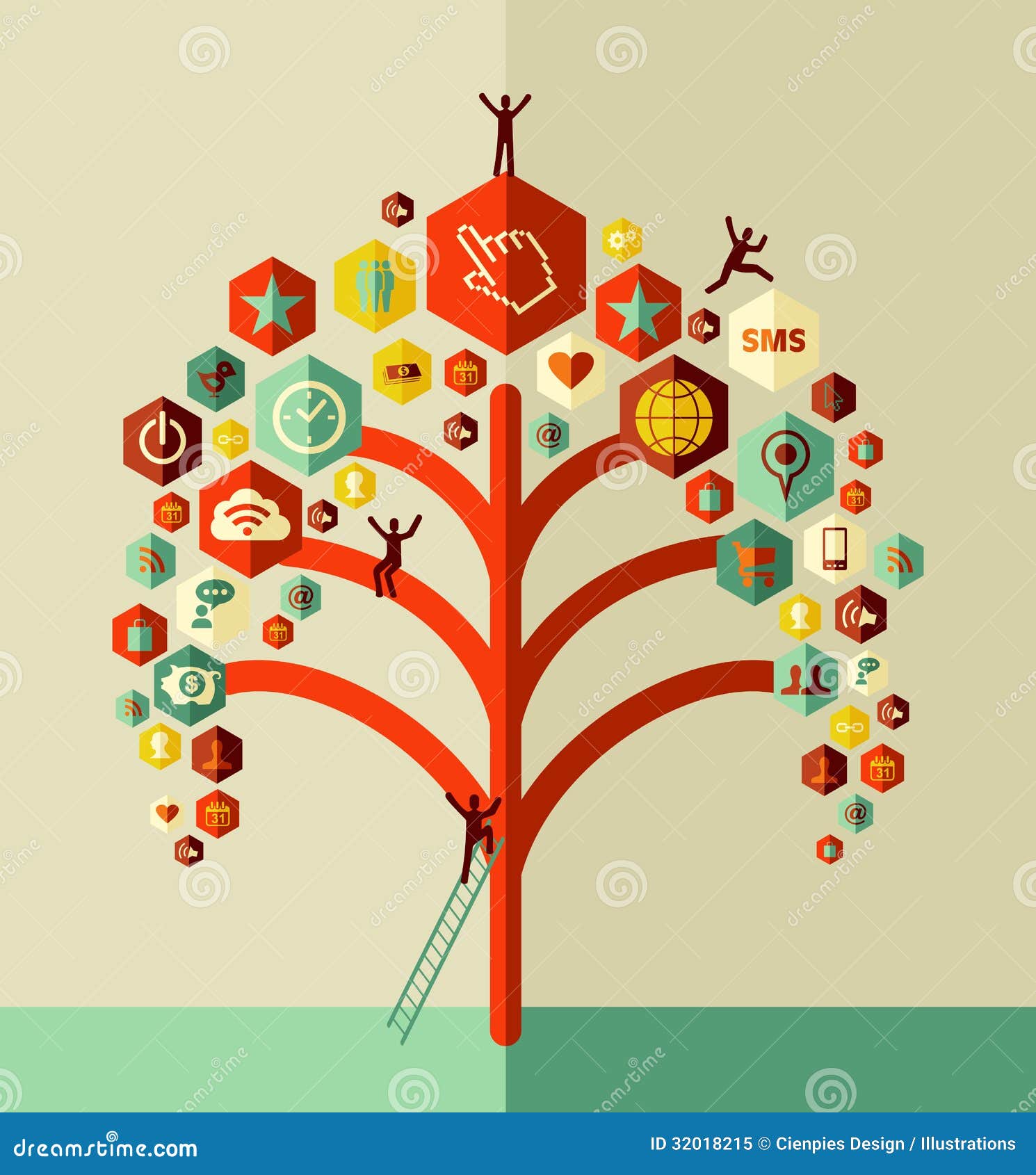 Network Tree Brain Vector Illustration | CartoonDealer.com #91890298