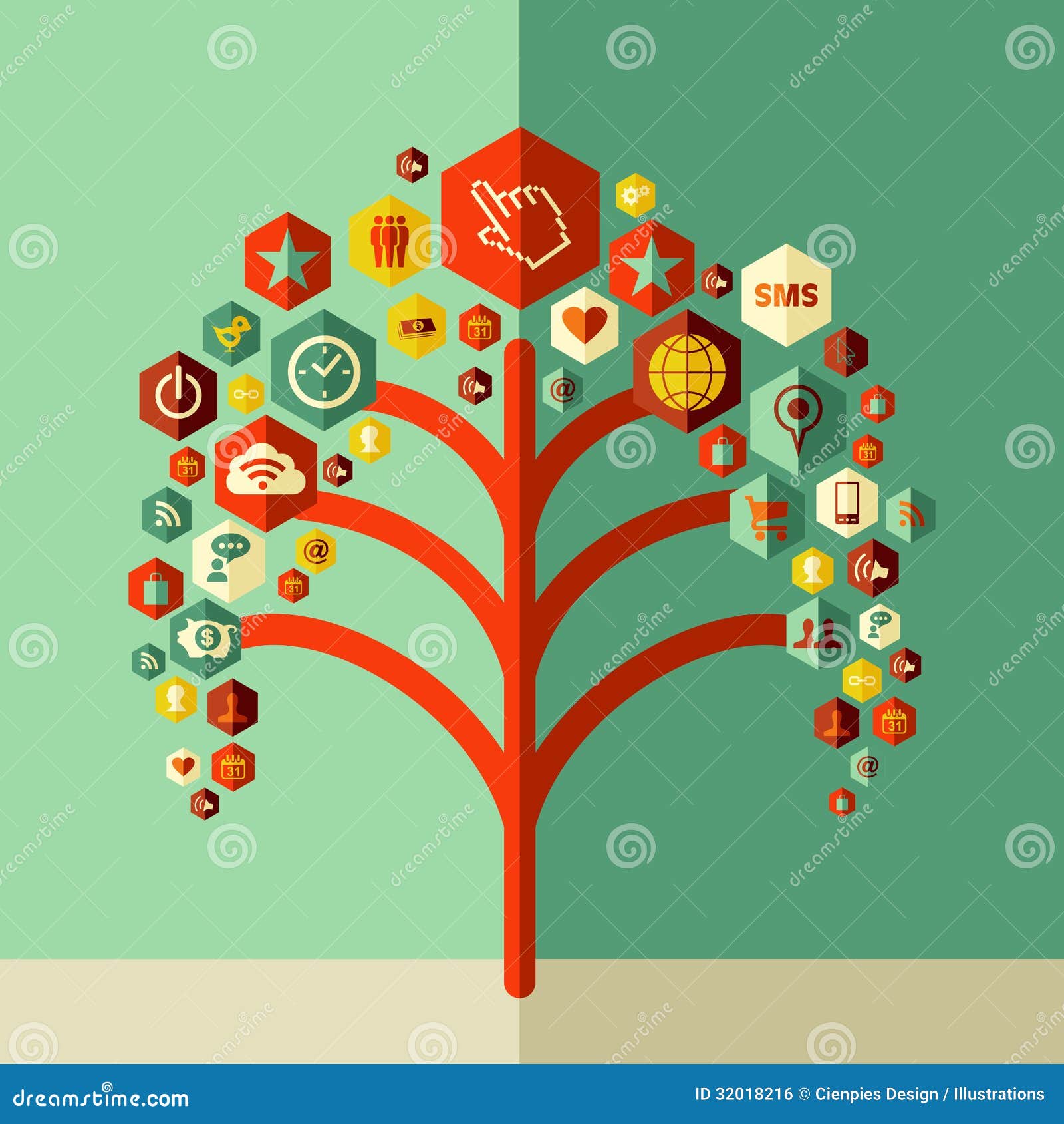 Colorful Social Network Tree Stock Vector - Illustration of community ...