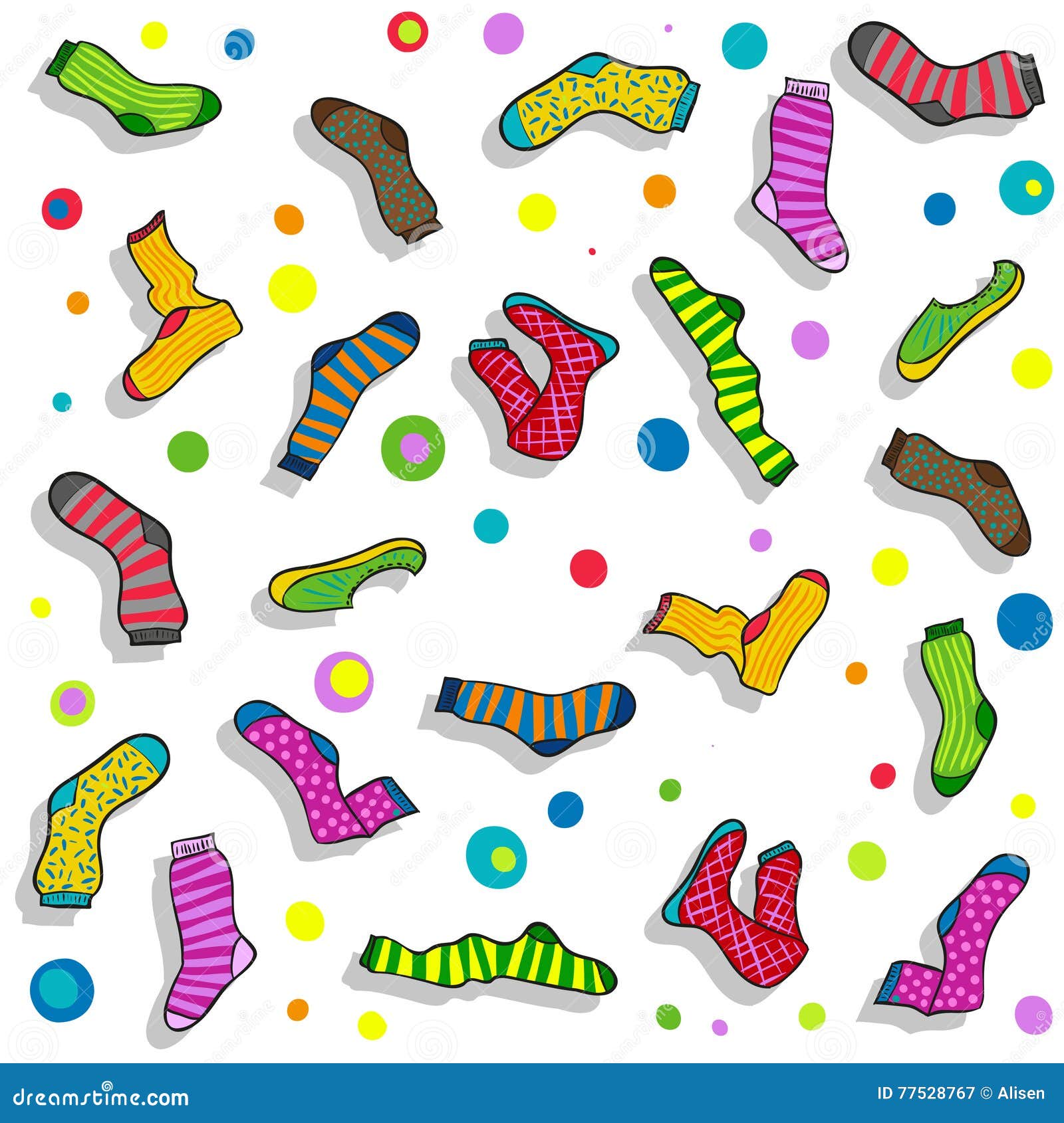 Colorful Socks Vector Pattern Stock Vector - Illustration of drawing ...