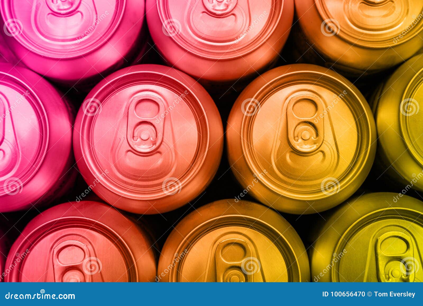 Colorful Soda Drinks Cans Overhead Stock Photo - Image of beer ...