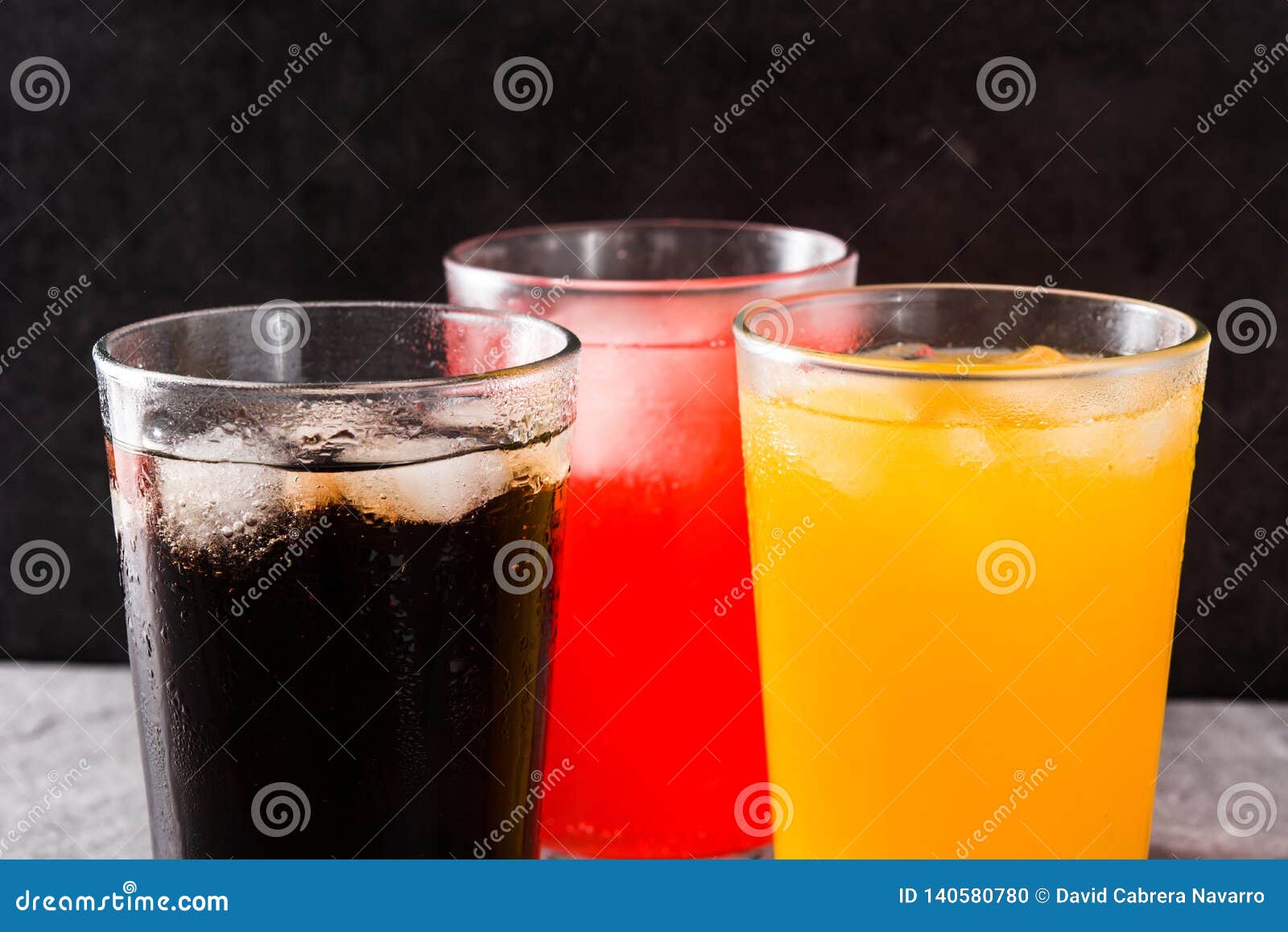 Colorful Soft Drinks for Summer on Gray Background Stock Photo - Image ...