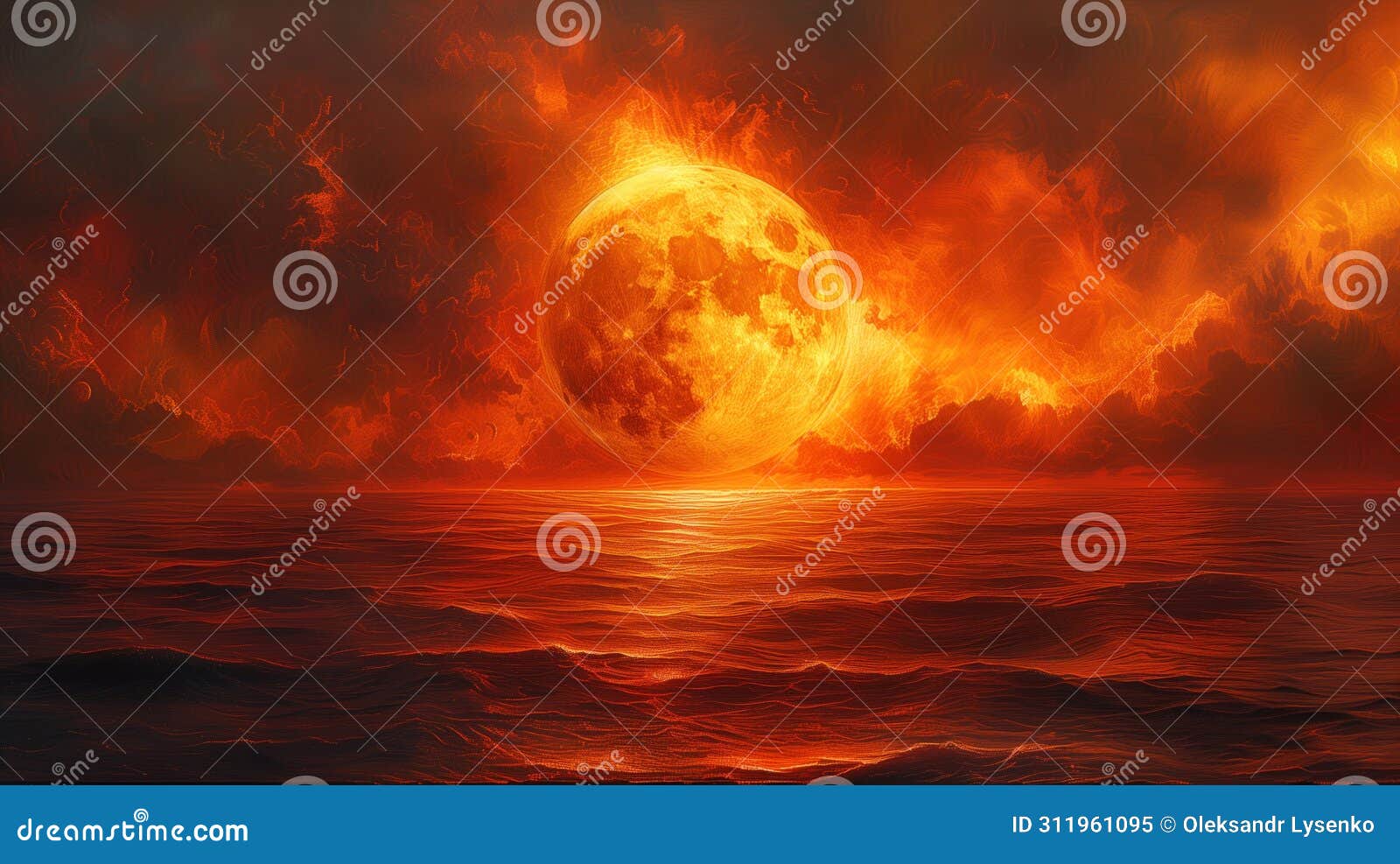 Colorful Solar Eclipse Beautiful Landscape Stock Illustration ...