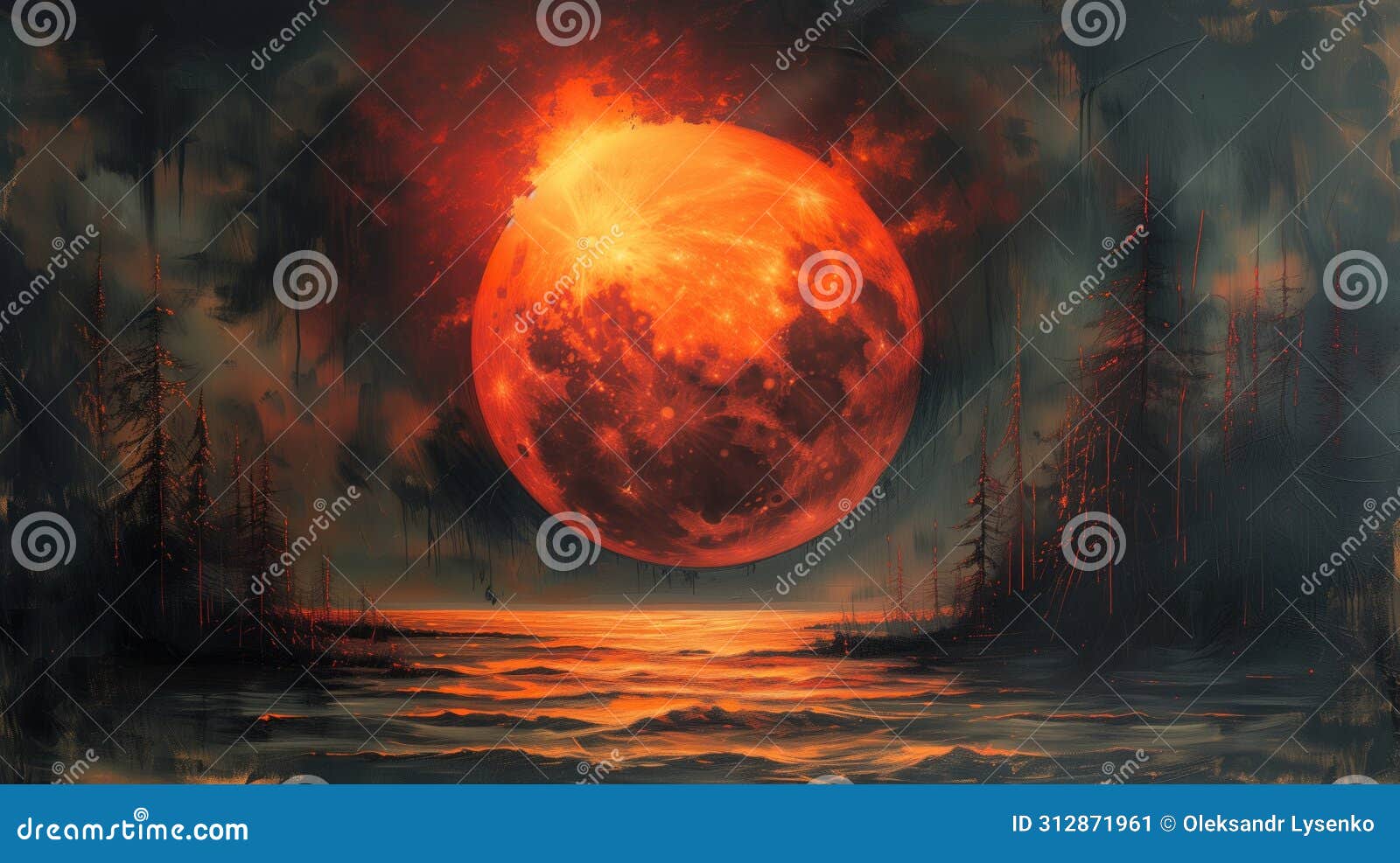 Colorful Solar Eclipse Beautiful Landscape Stock Illustration ...
