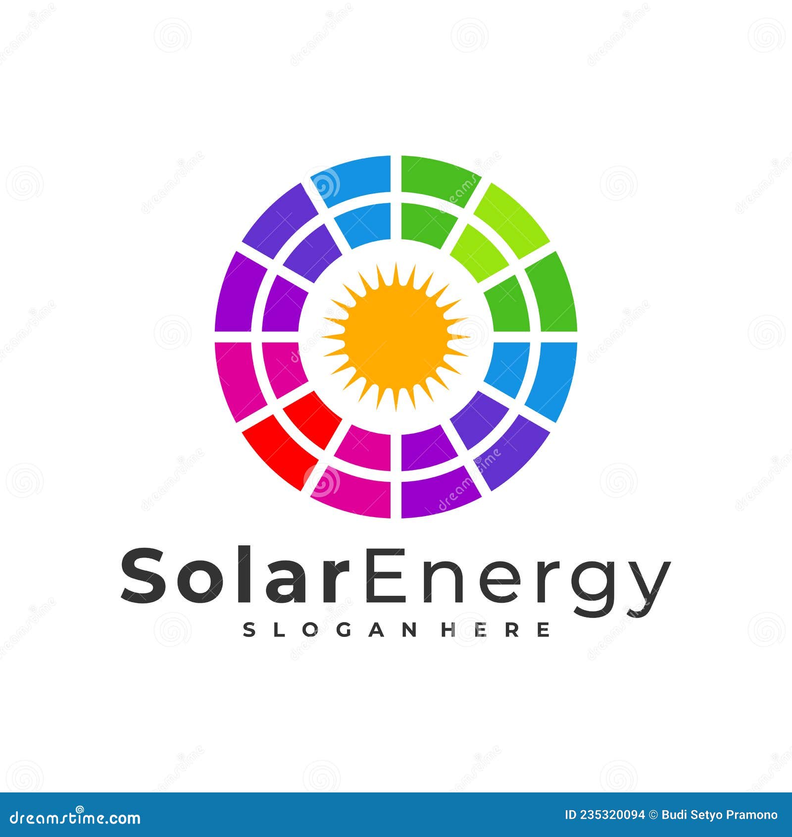 Colorful Solar Logo Vector Template, Creative Solar Panel Energy Logo ...