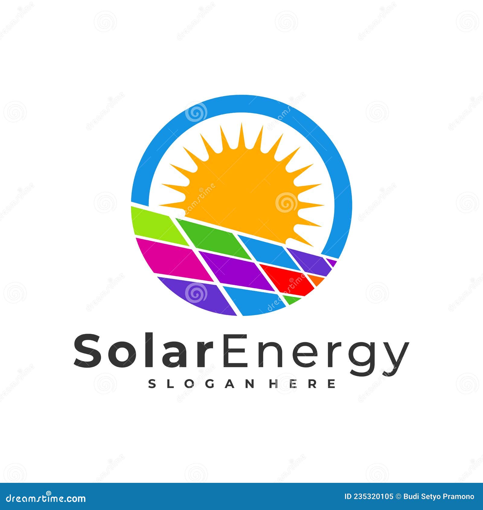 Colorful Solar Logo Vector Template, Creative Solar Panel Energy Logo ...