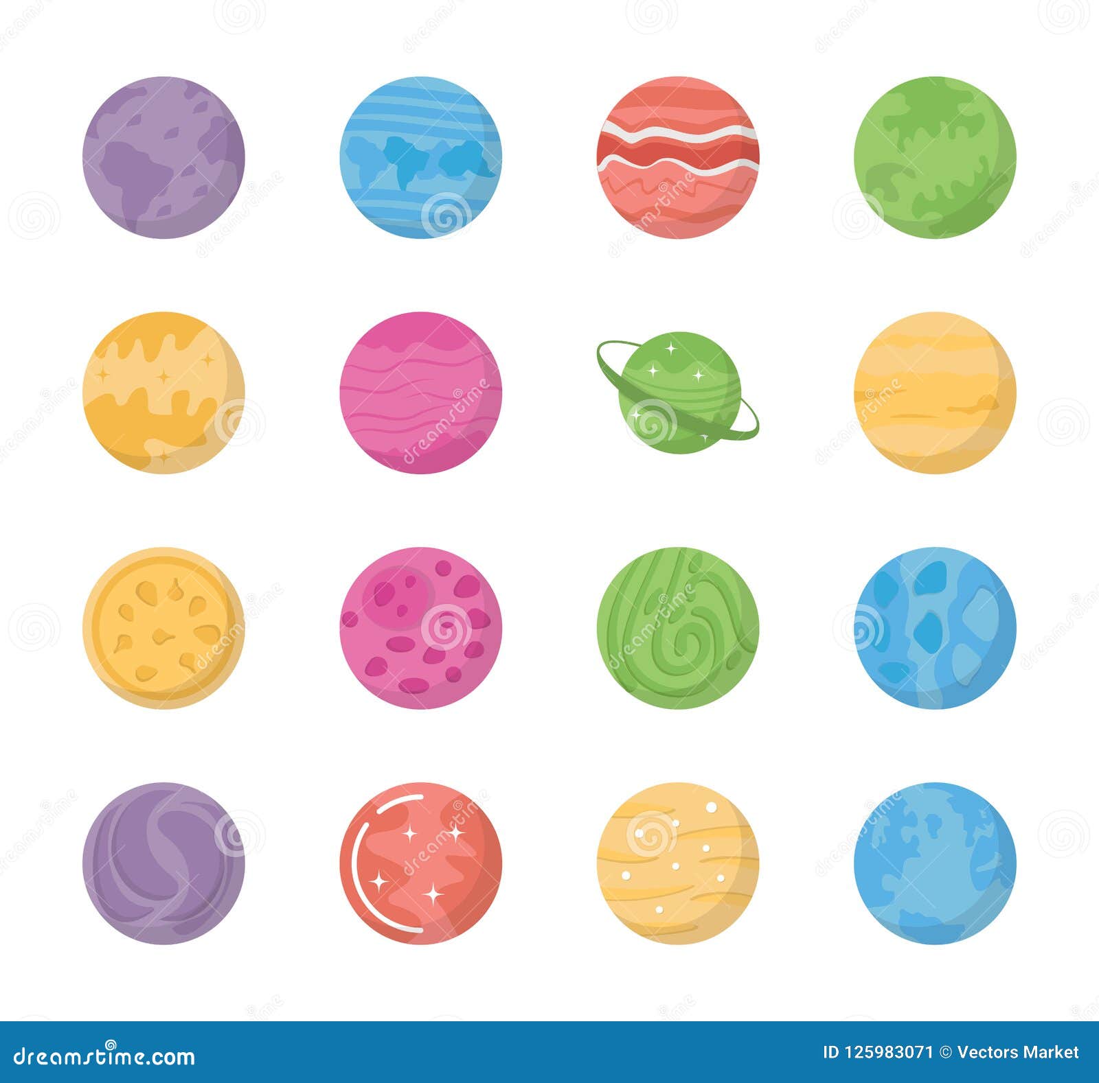 Space Planets Icons stock illustration. Illustration of bodies - 125983071