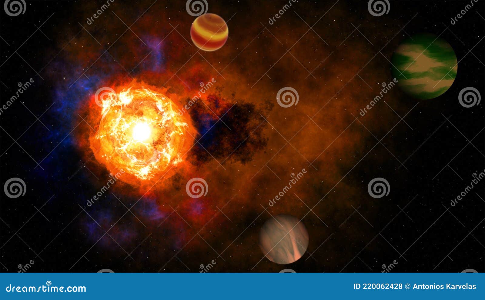 Colorful Solar System In Milky Way Galaxy Space View Cartoon Royalty ...
