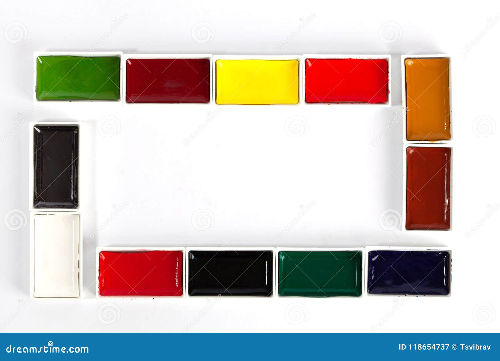 Colorful Solid Watercolor Pans Set. Stock Image - Image of basin, paint ...