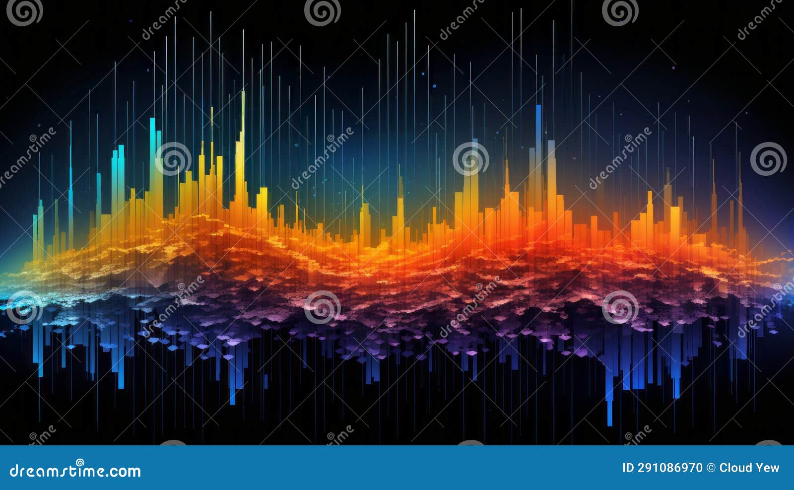 Colorful Sound Wave on Black Stock Illustration - Illustration of ...