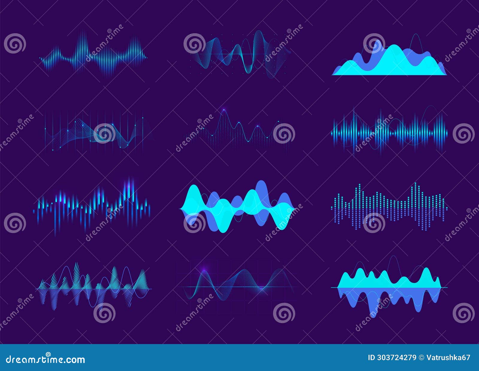Colorful Sound Waves. Music Rhythm and Melody Curve, Audio Waveforms ...