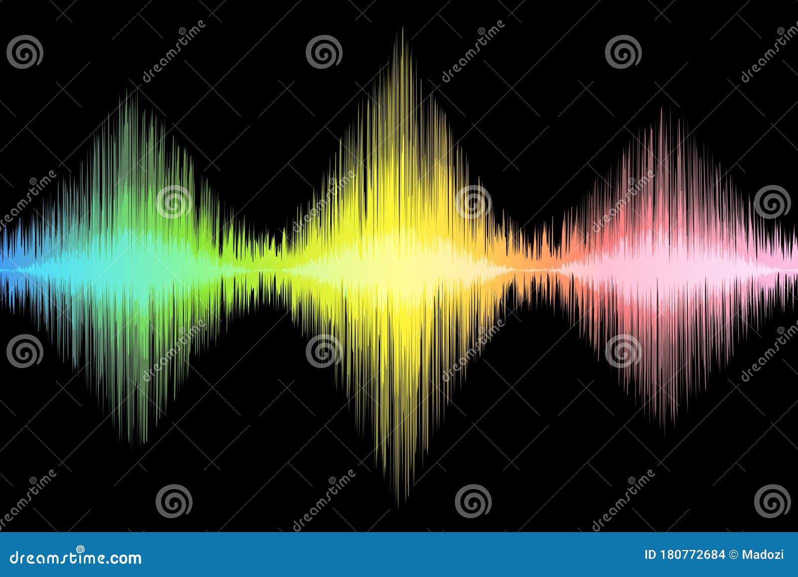 Colorful Sound Waves Oscillating Glow Light Isolated on Black ...