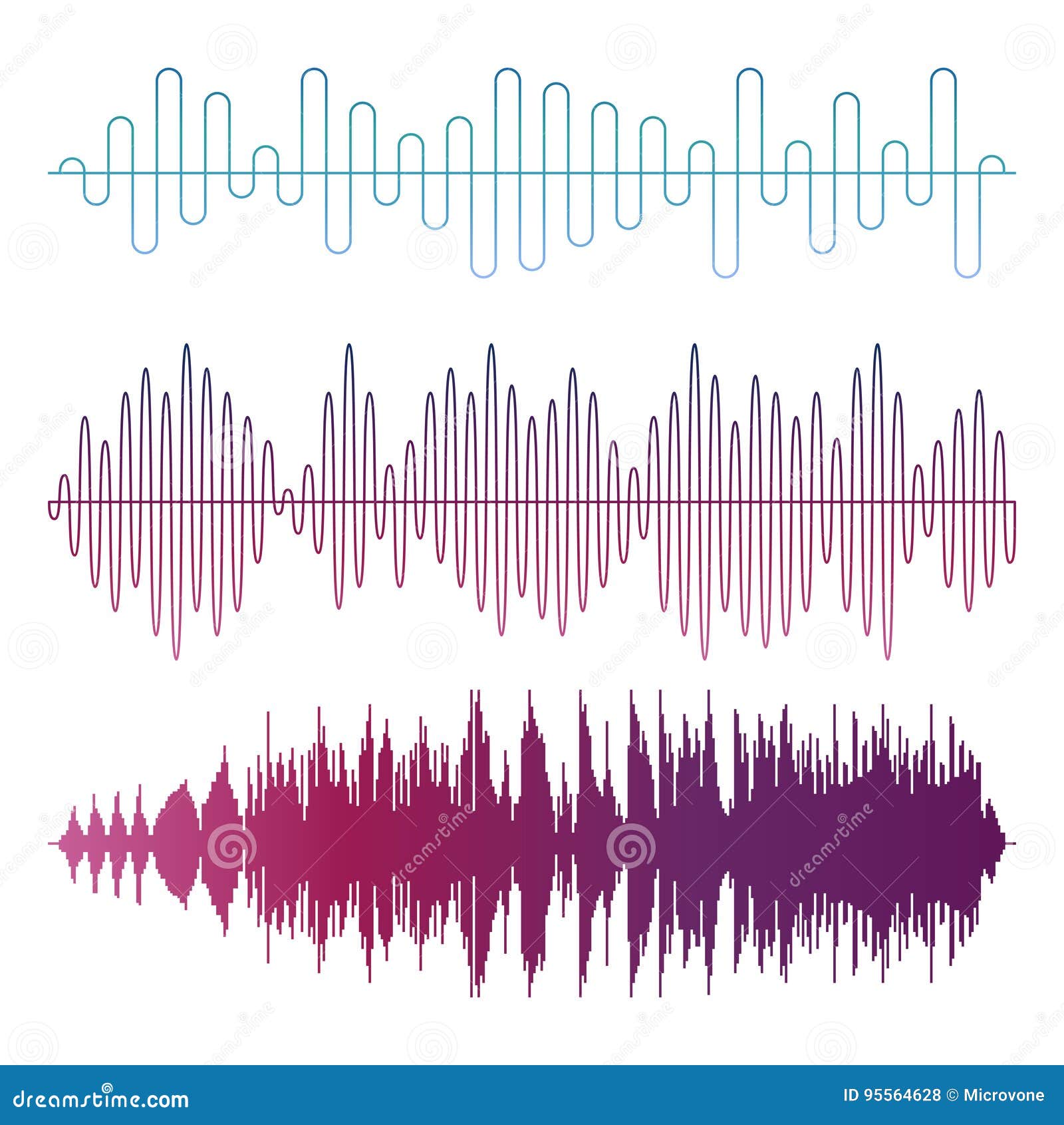 Colorful Sound Waves Vector Isolated on White Background Stock Vector ...