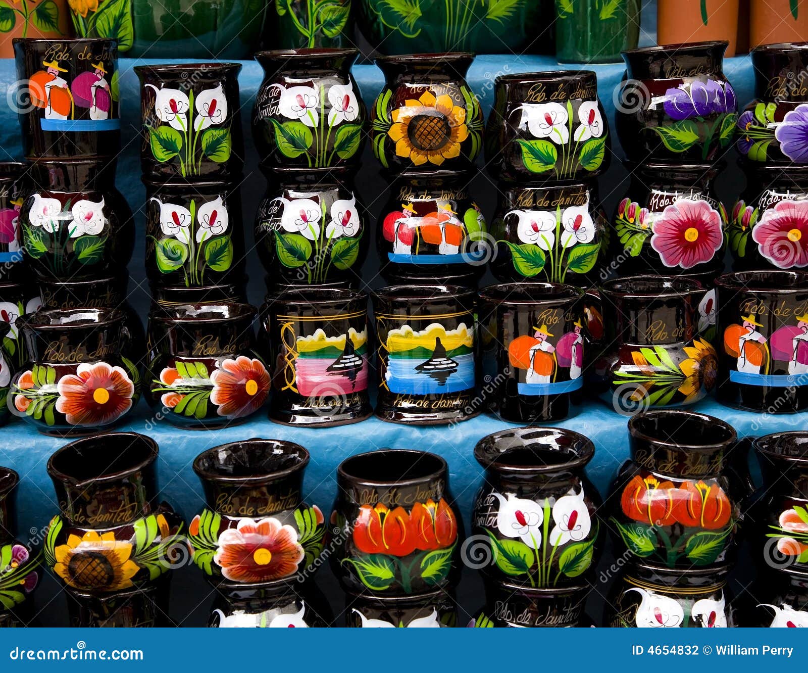 Colorful Souvenir Cups Mexico Stock Photo - Image of figurine, tourists ...