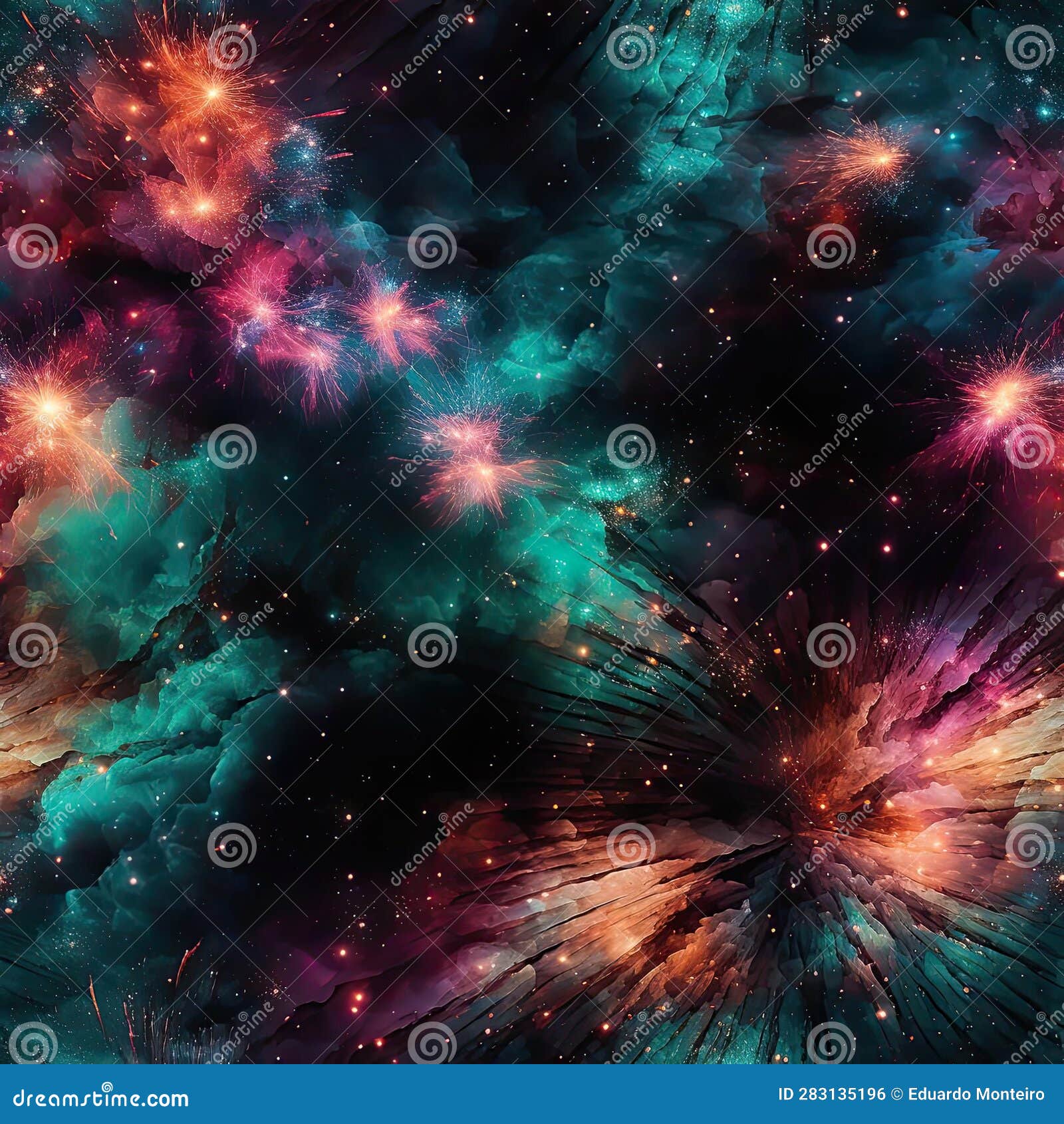 Colorful Space Background with Stars and Atmospheric Clouds (tiled ...