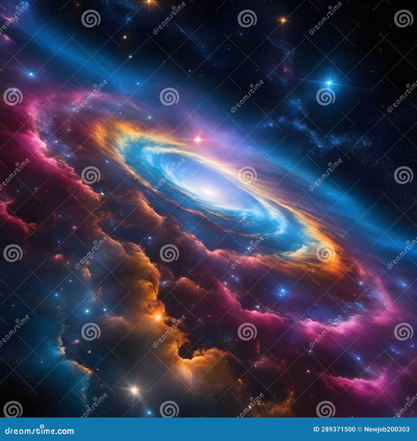 Colorful Space Galaxy Cloud Nebula Stock Illustration - Illustration of ...