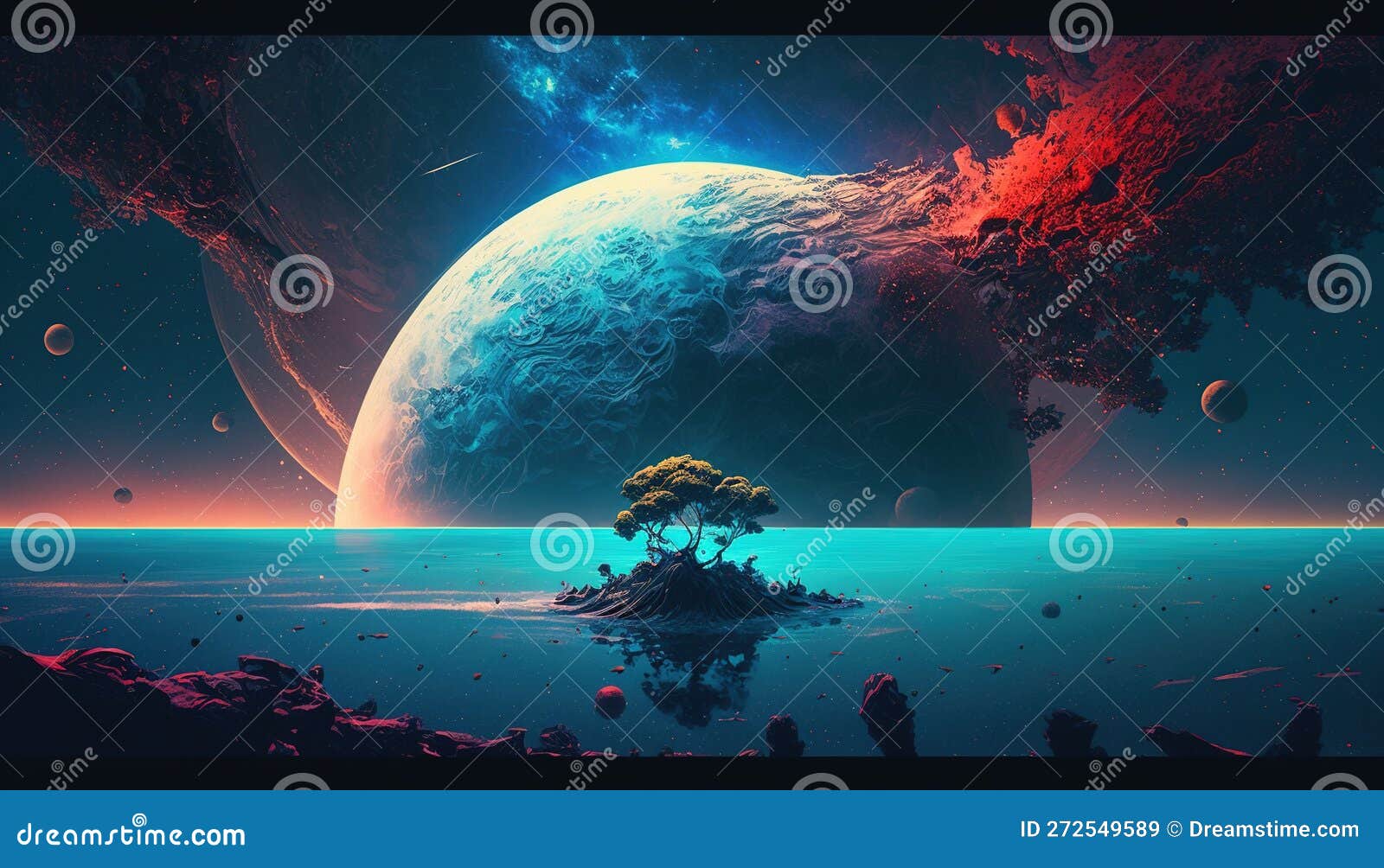AI Generated Planet Earth With Another Heavenly Body And Vast Expanse ...