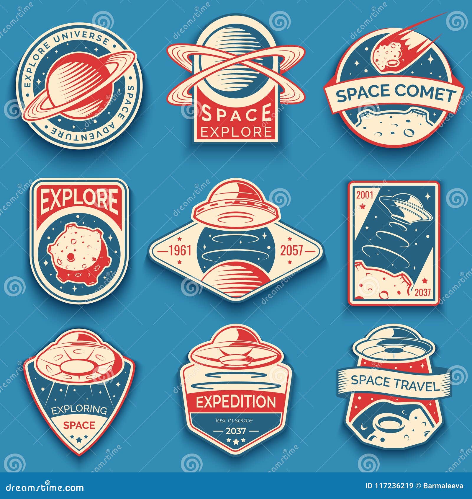Colorful Space, UFO and Planet Labels, Logos, Badges, Emblems. Explore ...