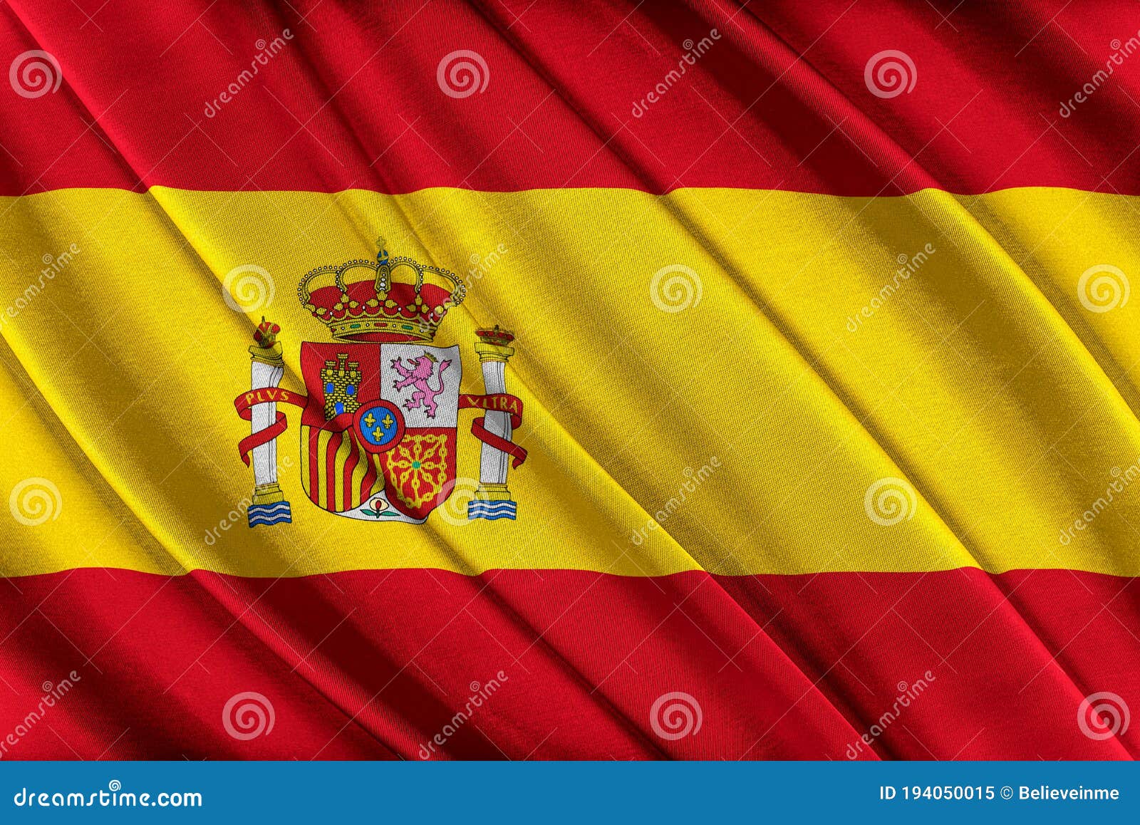 Colorful Spain Flag Waving in the Wind. Stock Image - Image of freedom ...